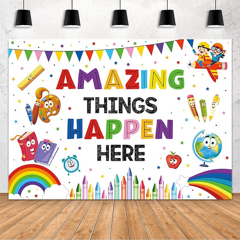 White Vibrant Back to School Backdrop Welcome Banner for First Day of ...