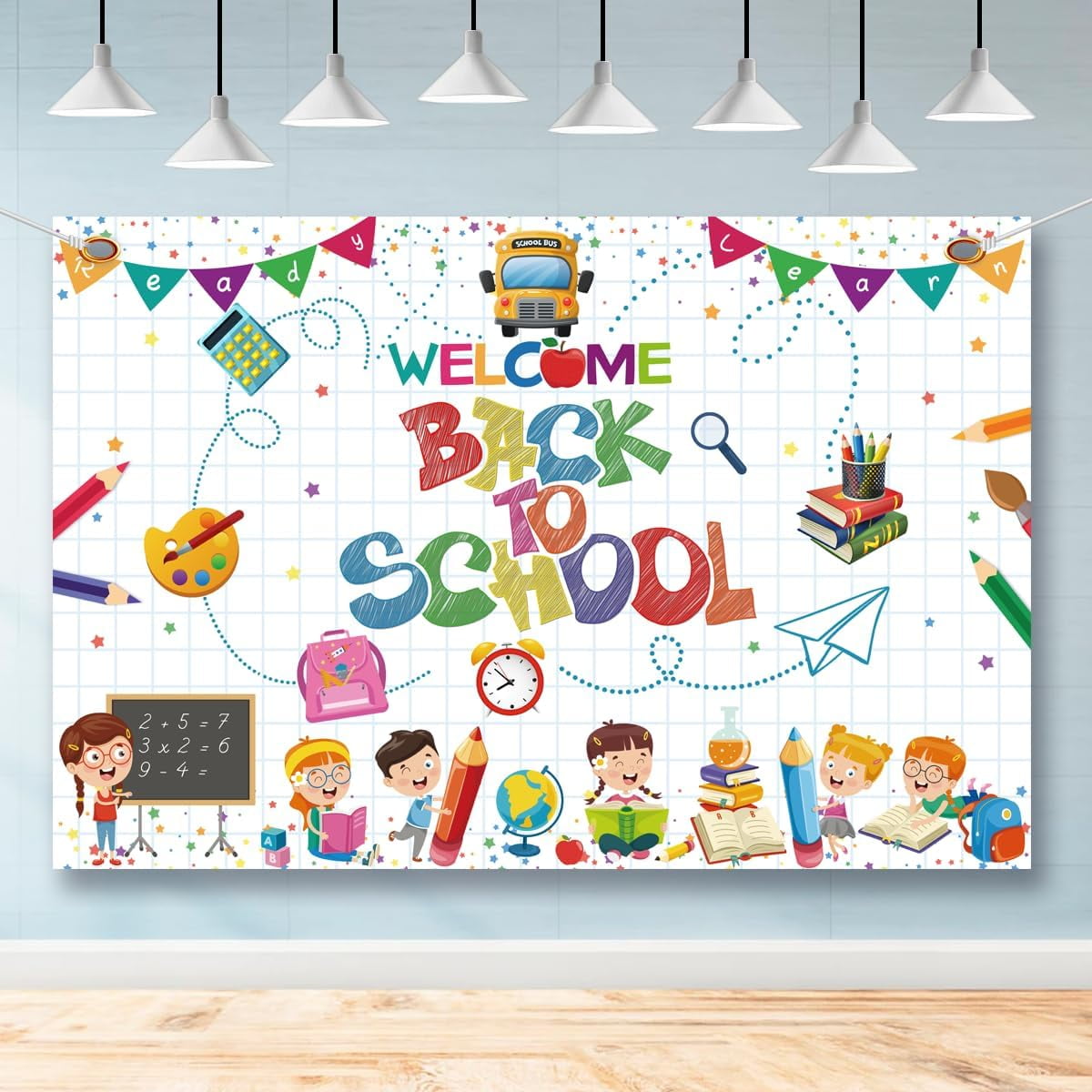 White Vibrant Backdrop Welcome Back to School Backdrops, Back to School ...