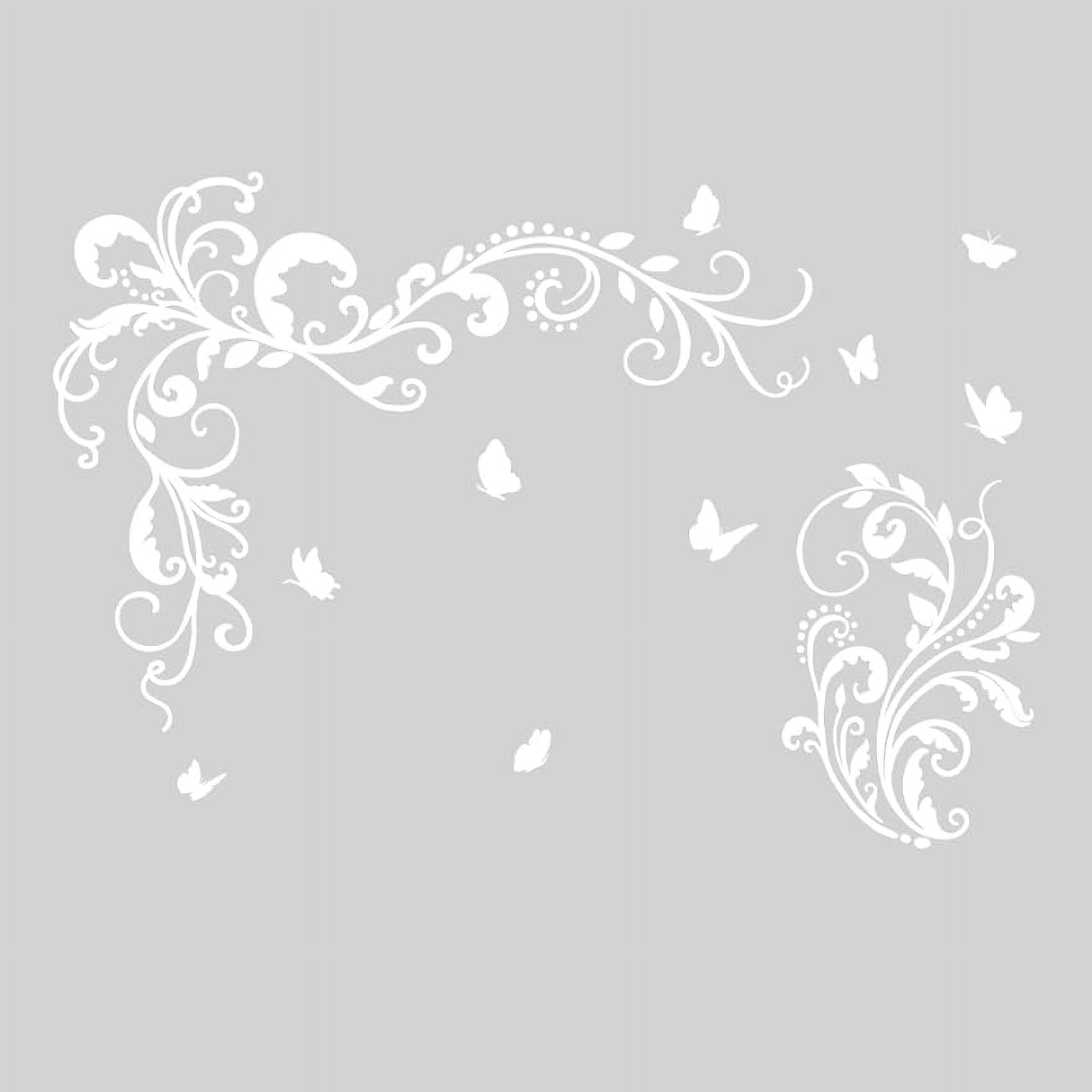 White Vines Butterfly Wall Decals Vinyl Flowers Wall Stickers Floral ...