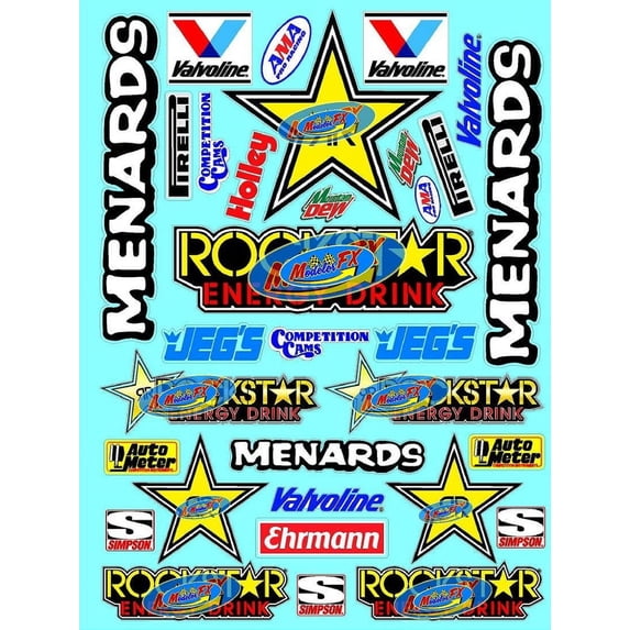 White Vinyl R/C Racing Sponsor Sticker Gang Sheet 52-1/4-1/5 1/6th ...