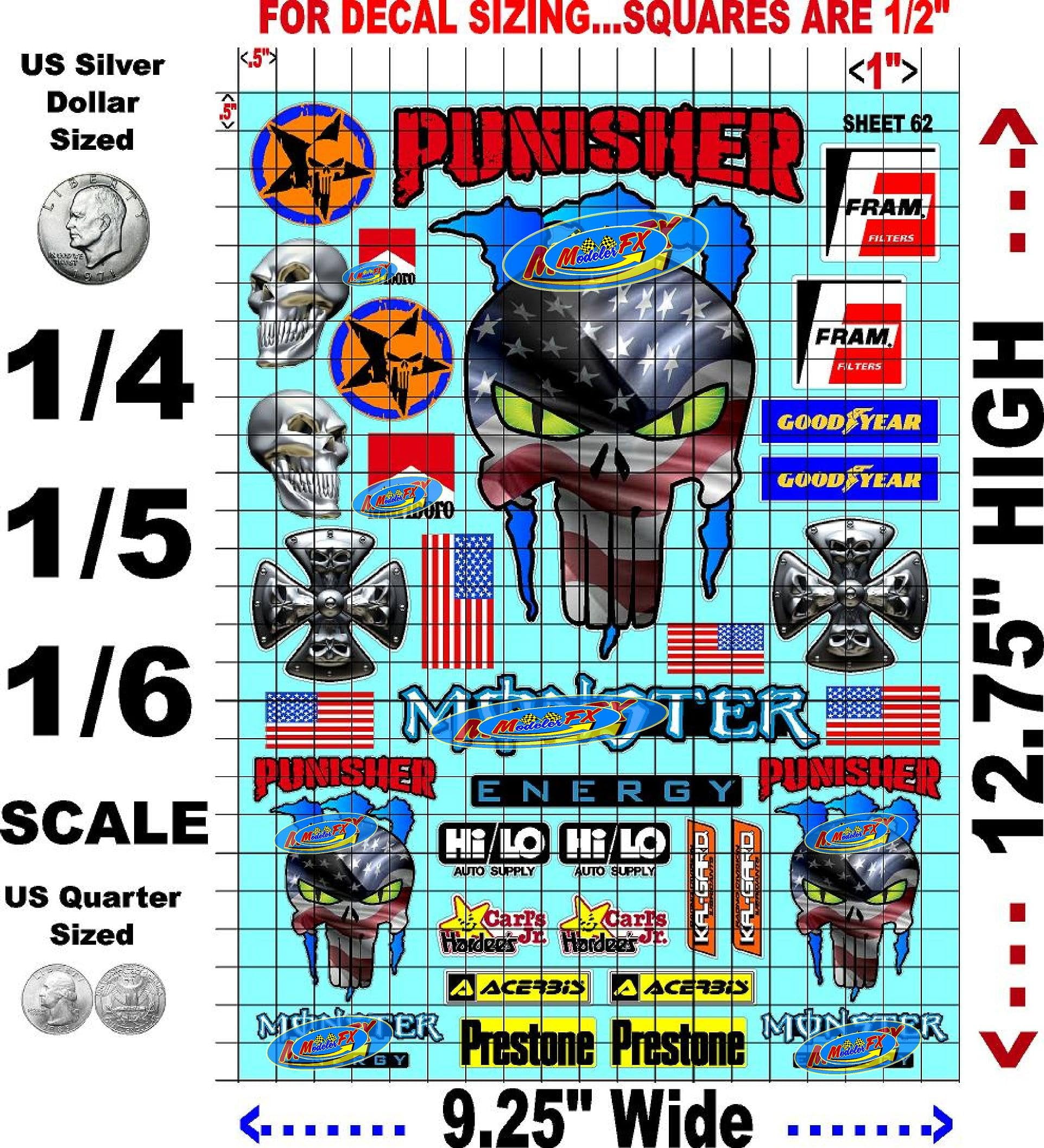 White Vinyl R/C Racing Sponsor Sticker Gang Sheet 62-1/4-1/5 1/6th ...