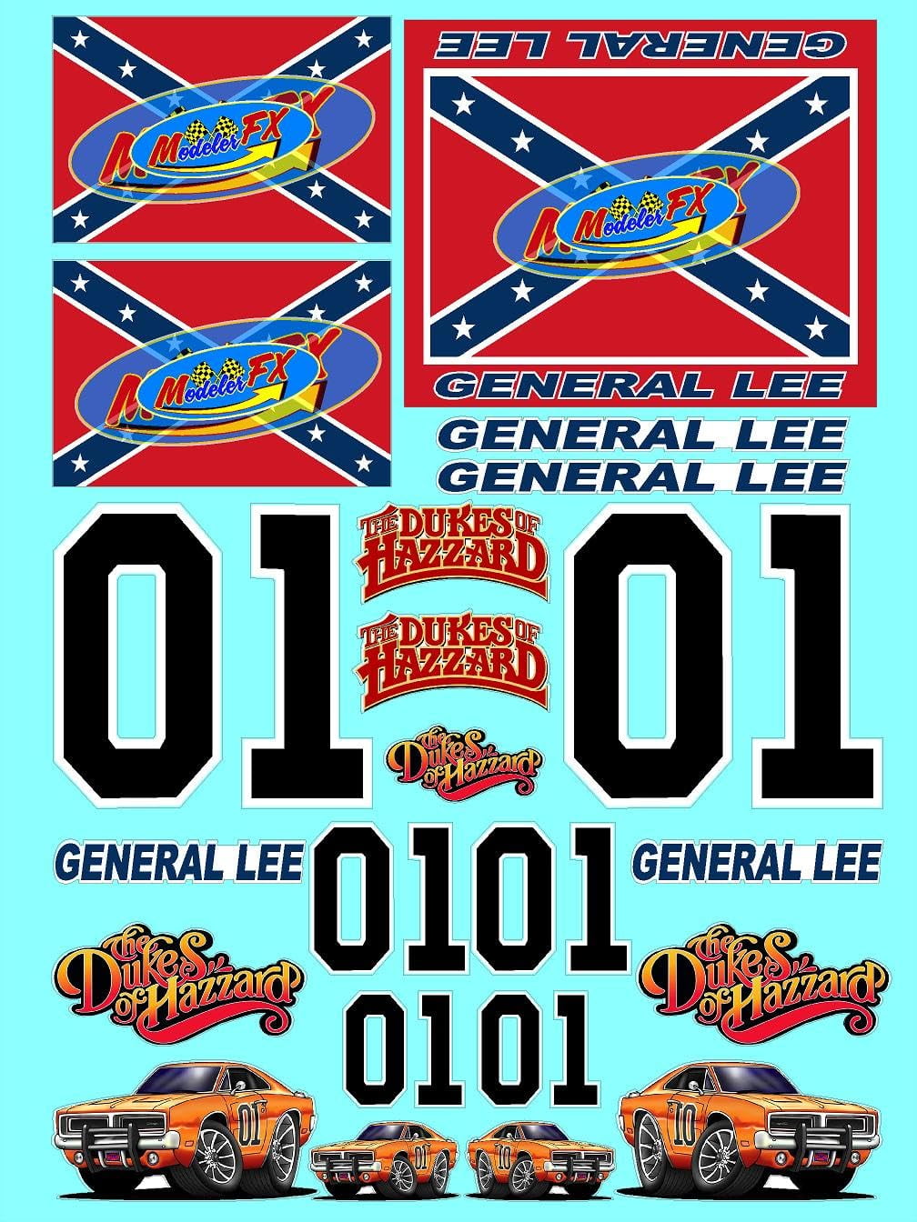 White Vinyl Sheet Dukes Sheet of Hazzard R/C Racing Sponsor Sticker ...