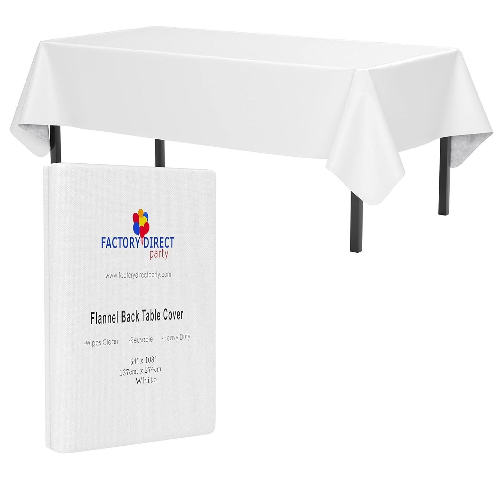 White Vinyl Tablecloths - 54 In. x 108 In. - Pack Of 1 Rectangle ...