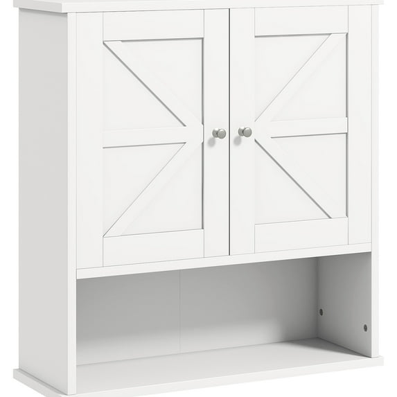 White Wall Cabinet - Adjustable Shelf Storage - For Laundry or Bathroom ...
