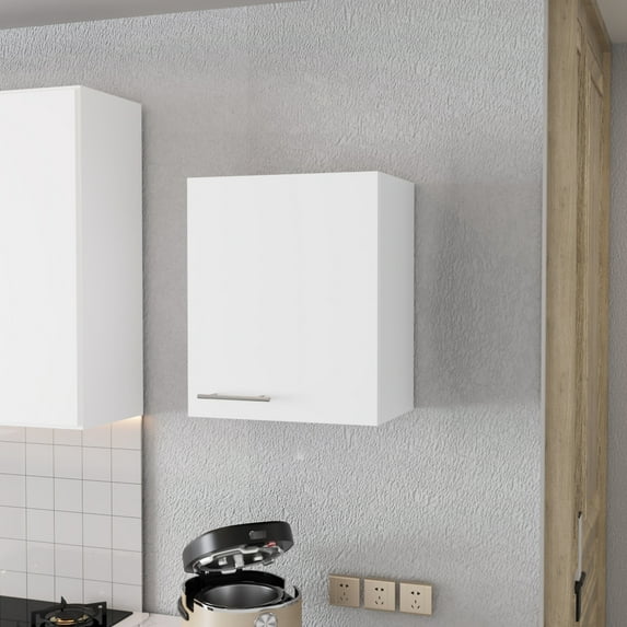 White Wall Cabinet For Small Spaces, One Door, Kitchen Use Compact ...