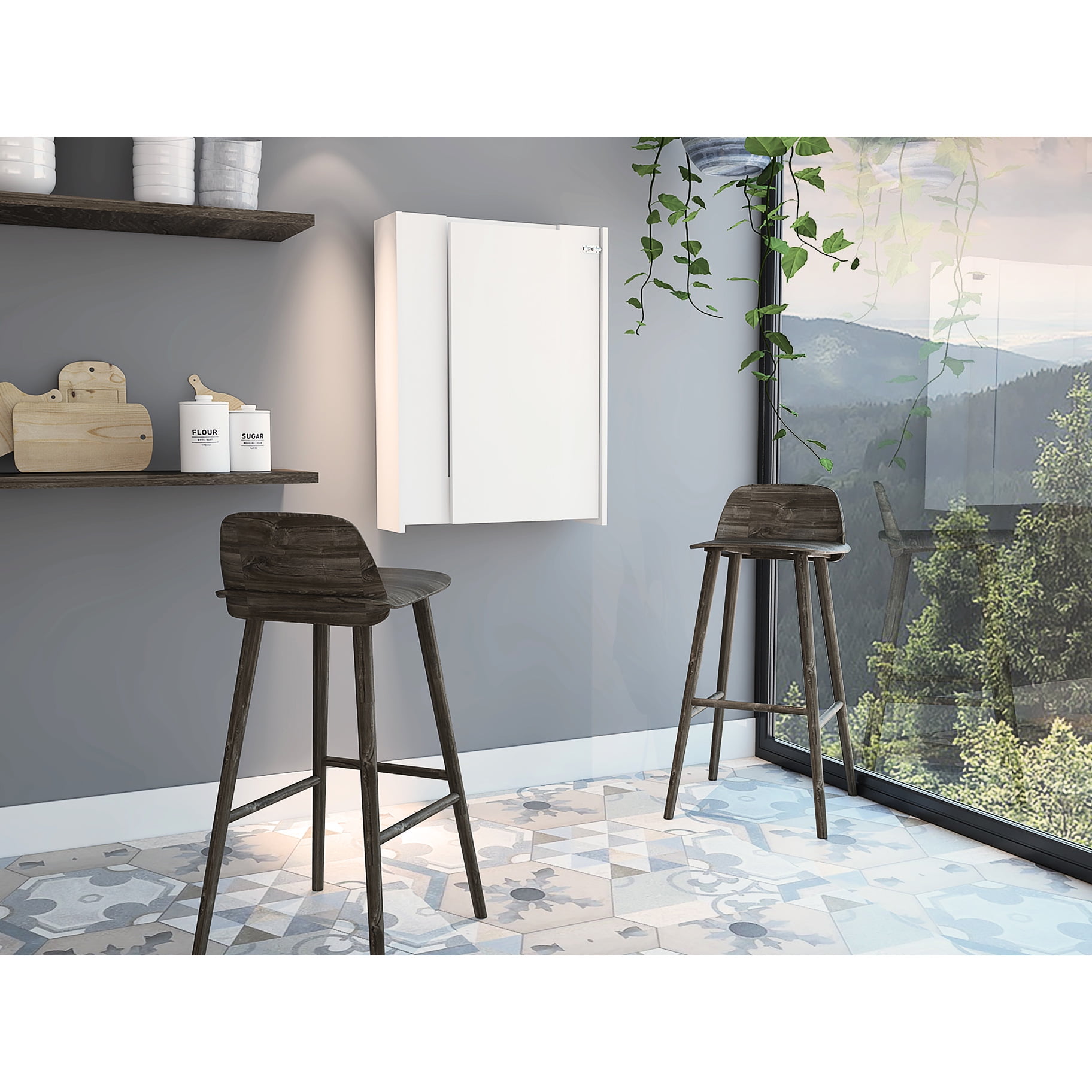 White Wall Desk With Foldable Option, Seven Interior Shelves, Extending ...