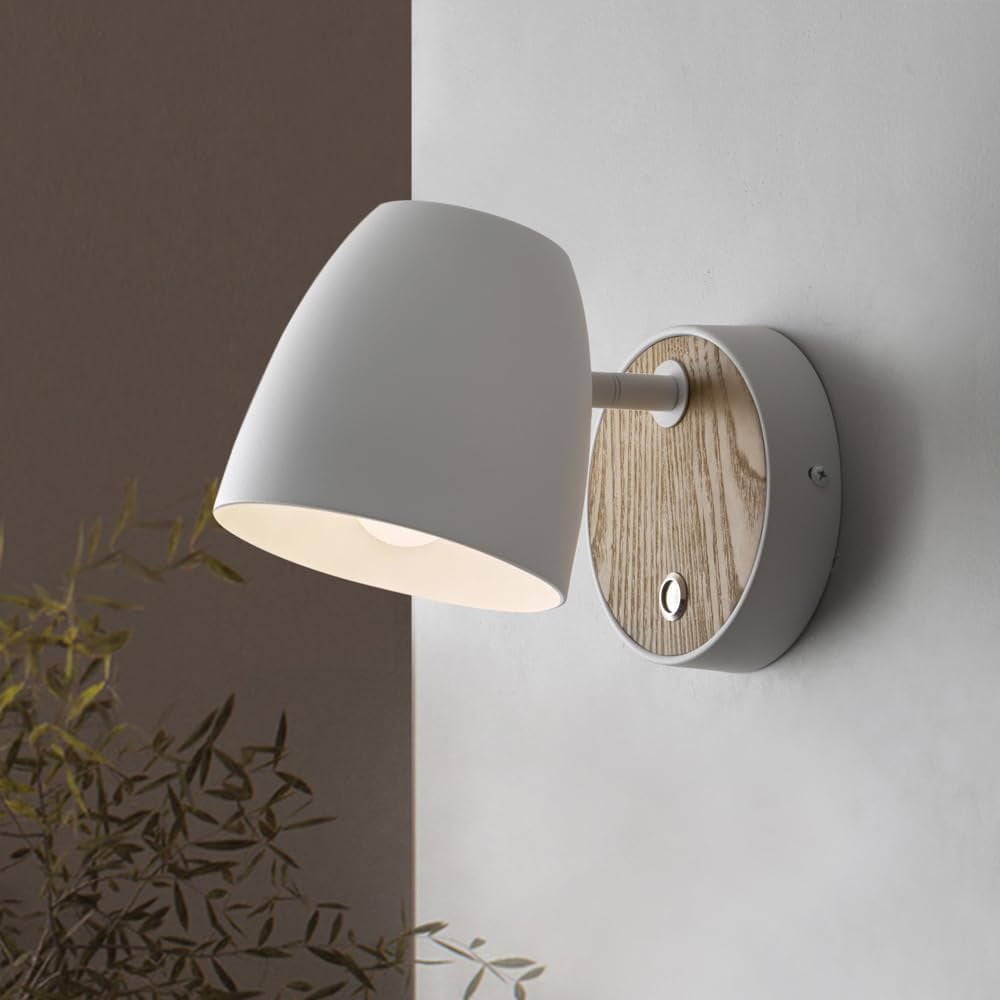 White Wall Lights for Bedroom,Modern Wood Wall Sconces with 350 ...