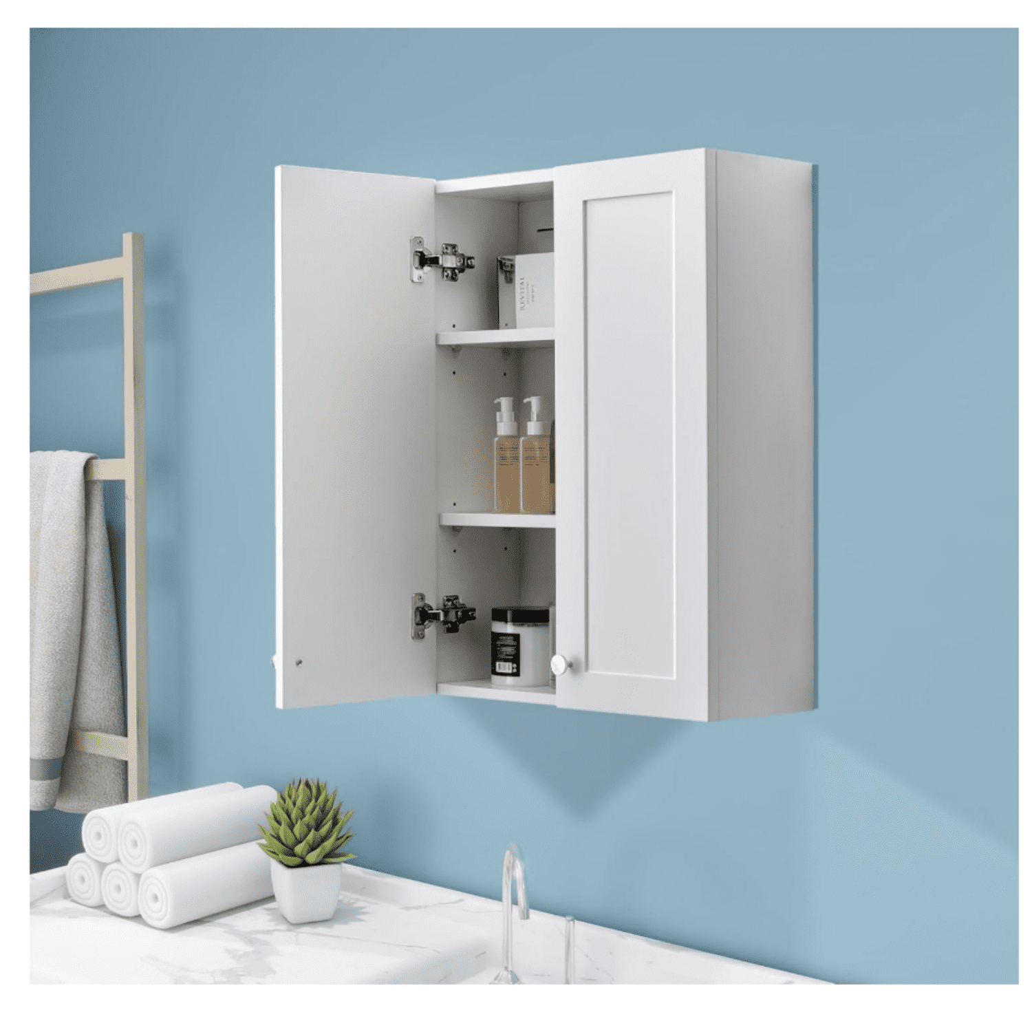 White Wall Mount Cabinet, Over The Toilet Storage Cabinet with ...