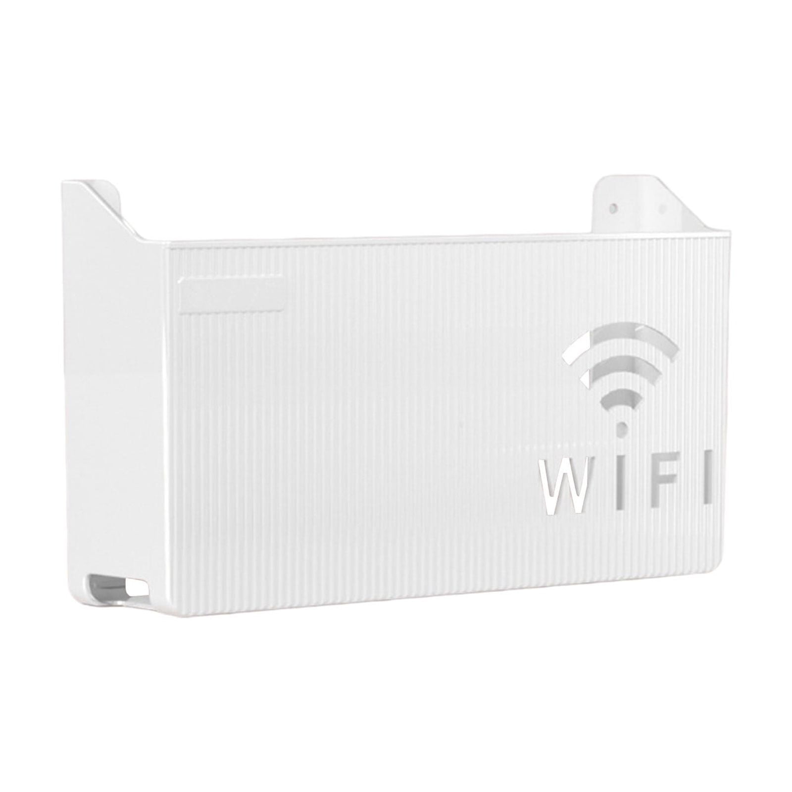 White Wall Mount Storage Box Punch Free Router Rack Organizer For Home ...