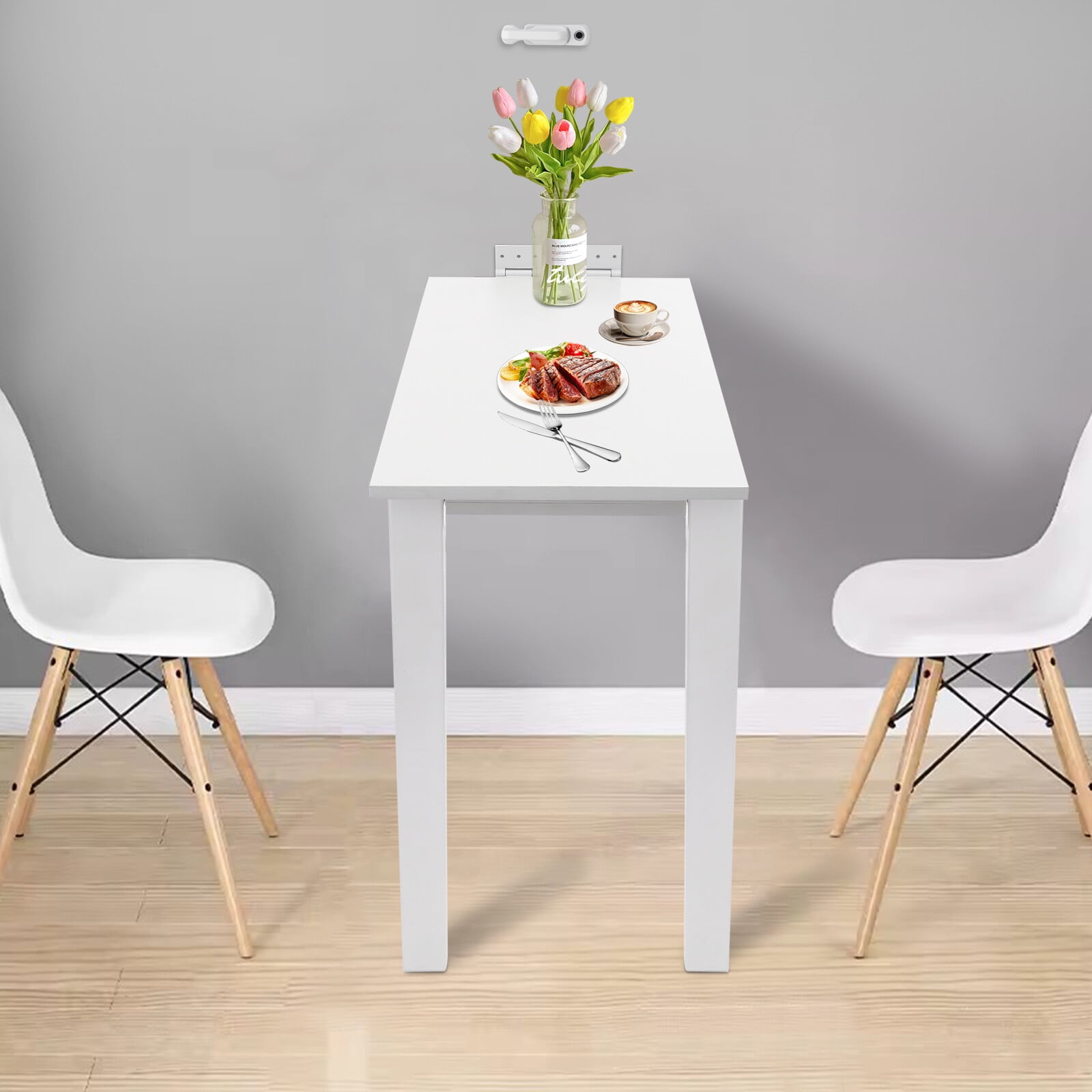White Wall Mounted Folding Table Wood Folding Dining Table Folding ...