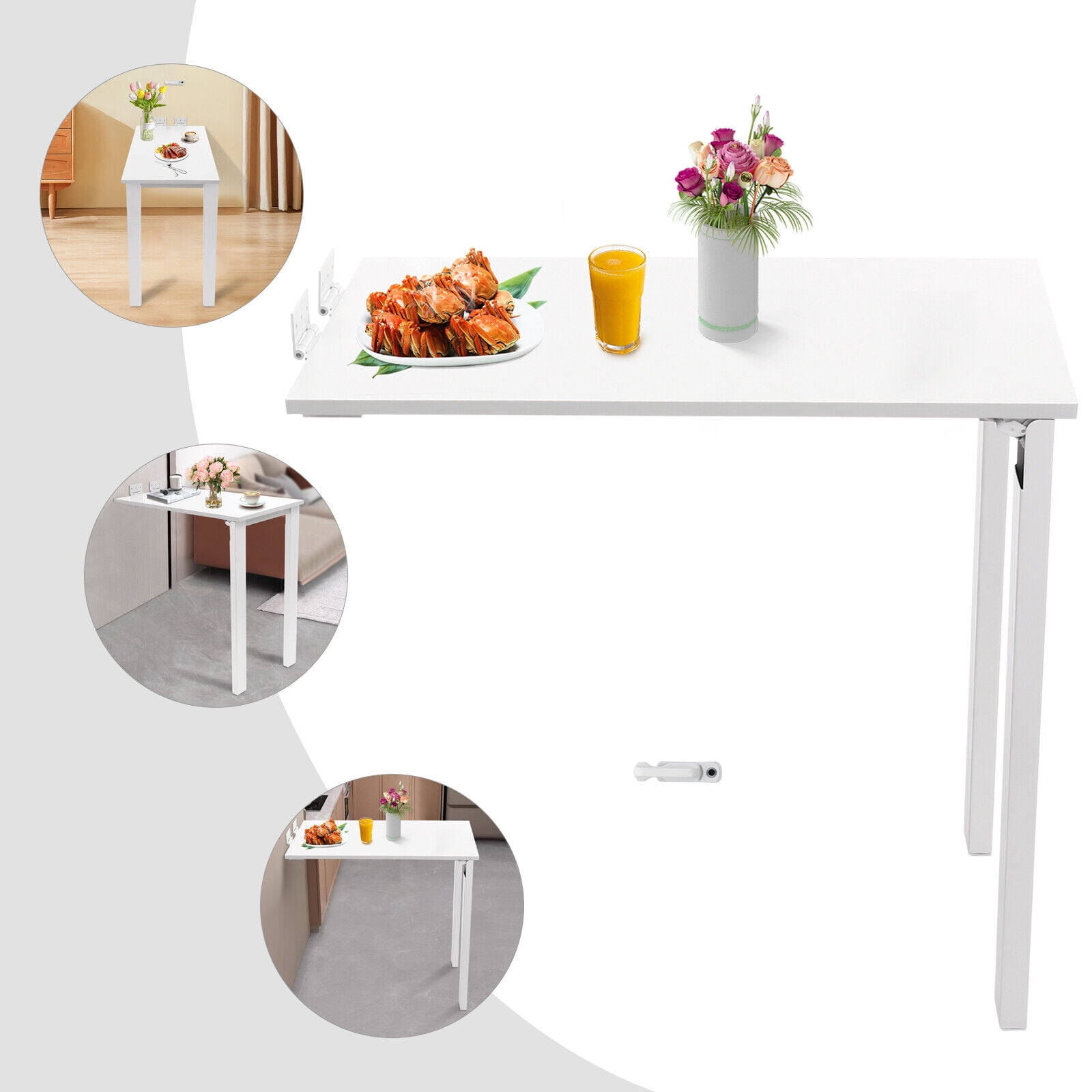 White Wall Mounted Folding Table Wood Folding Dining Table Folding ...