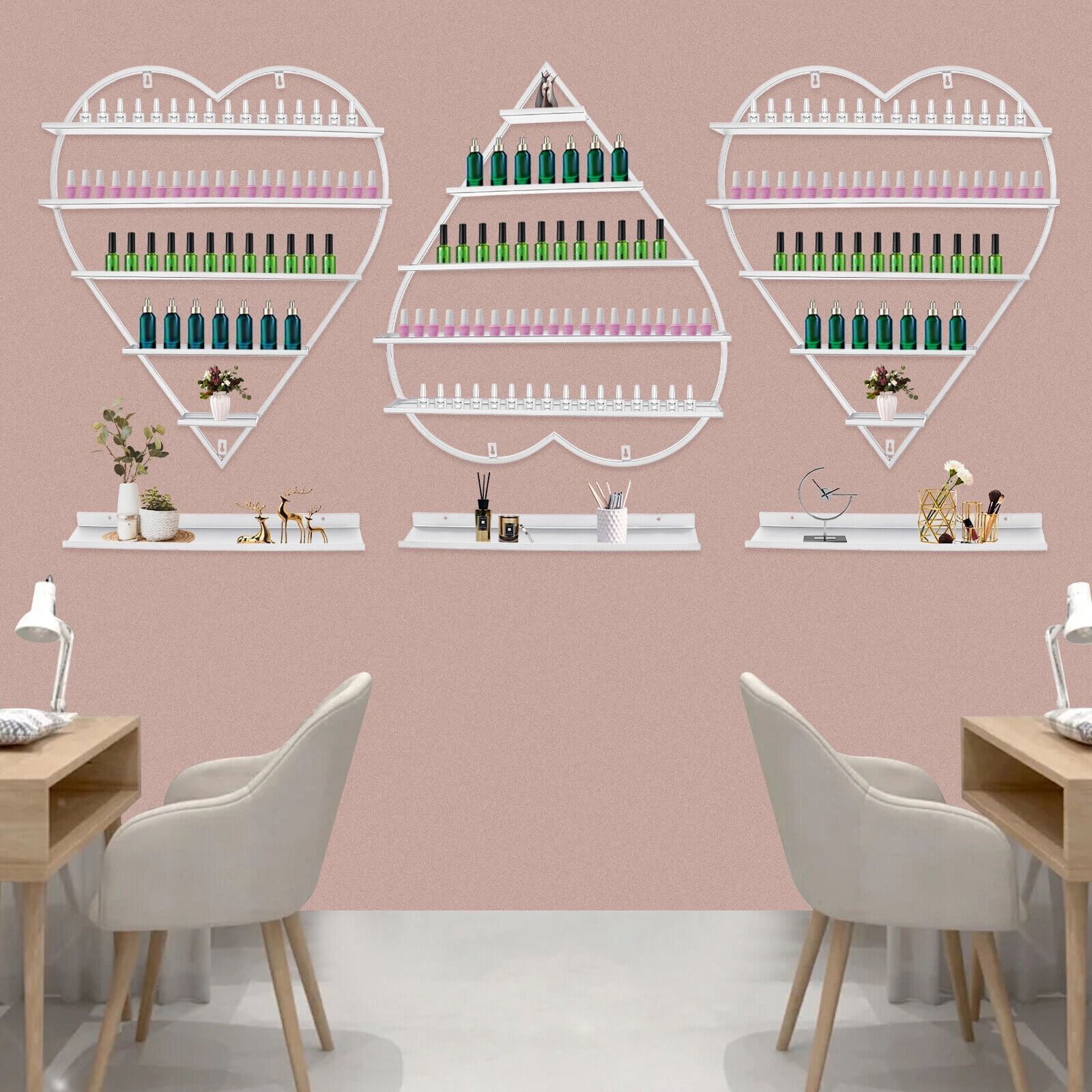 White Wall Nail Polish Storage Racks Heart-shaped Display Rack Polish ...