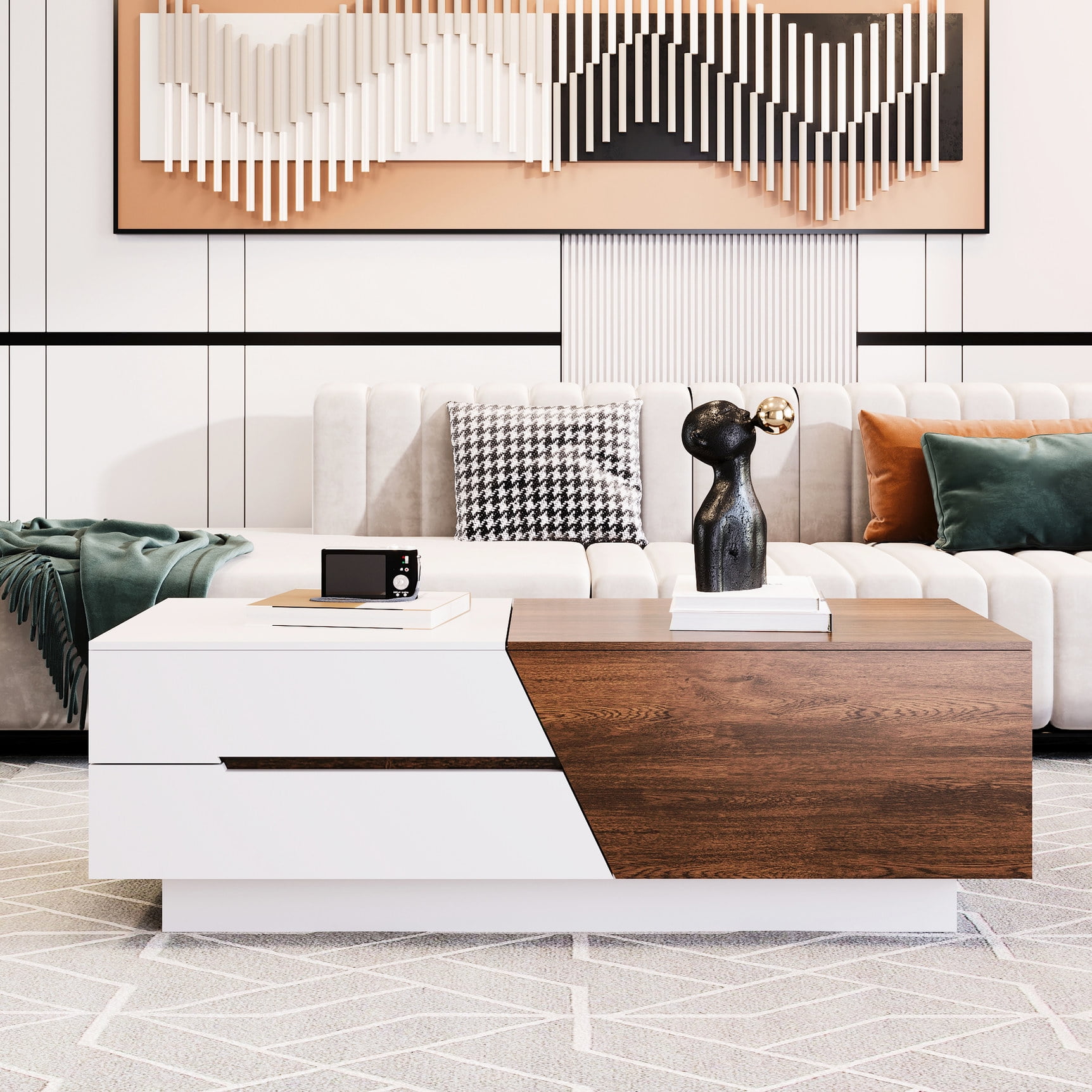 White & Walnut Color - Expandable for Guests - Work Surface - Long-Term ...