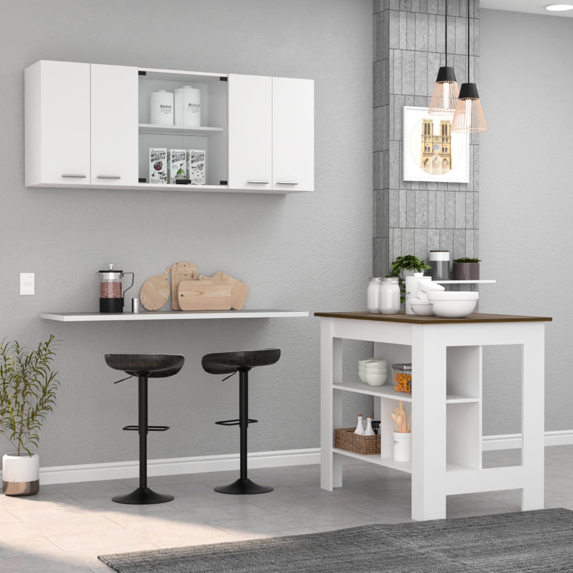 White Walnut Kitchen Decor Set | Ideal for Kitchen Function and ...