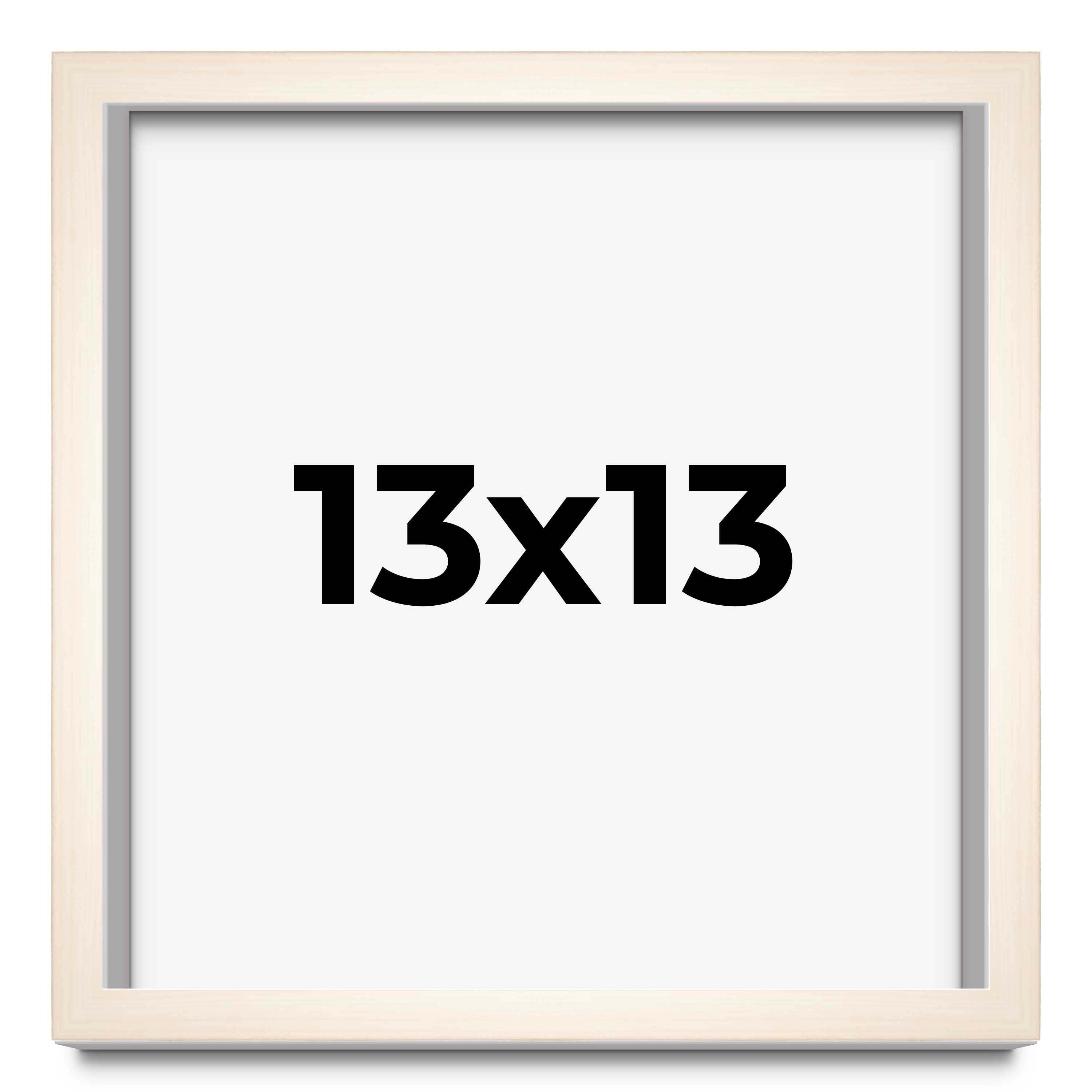 White Wash 13x13 Shadow Box Solid Wood Display Frame with White Acid ...