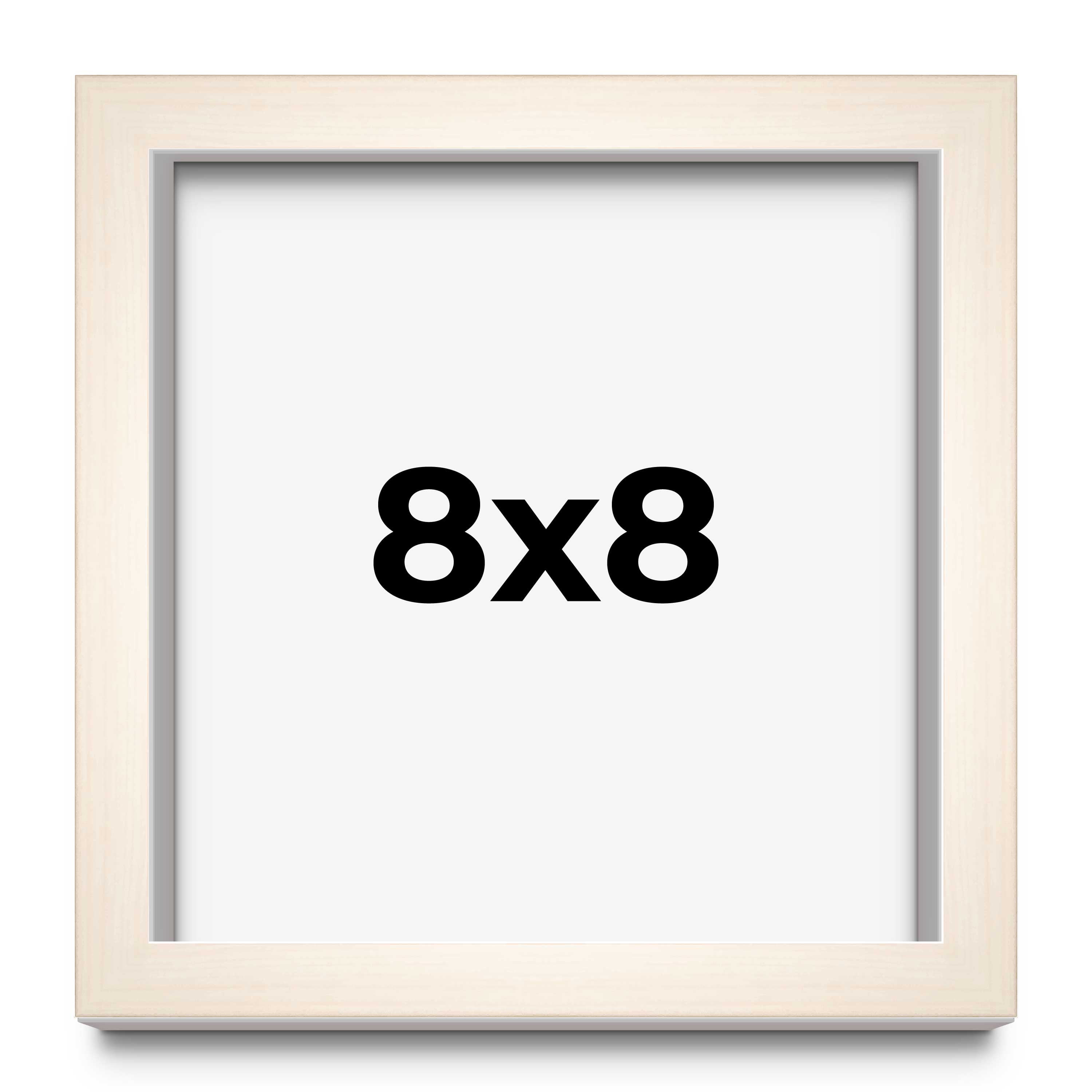 White Wash 8x8 Wood Shadow Box Picture Frame with White Acid-Free ...