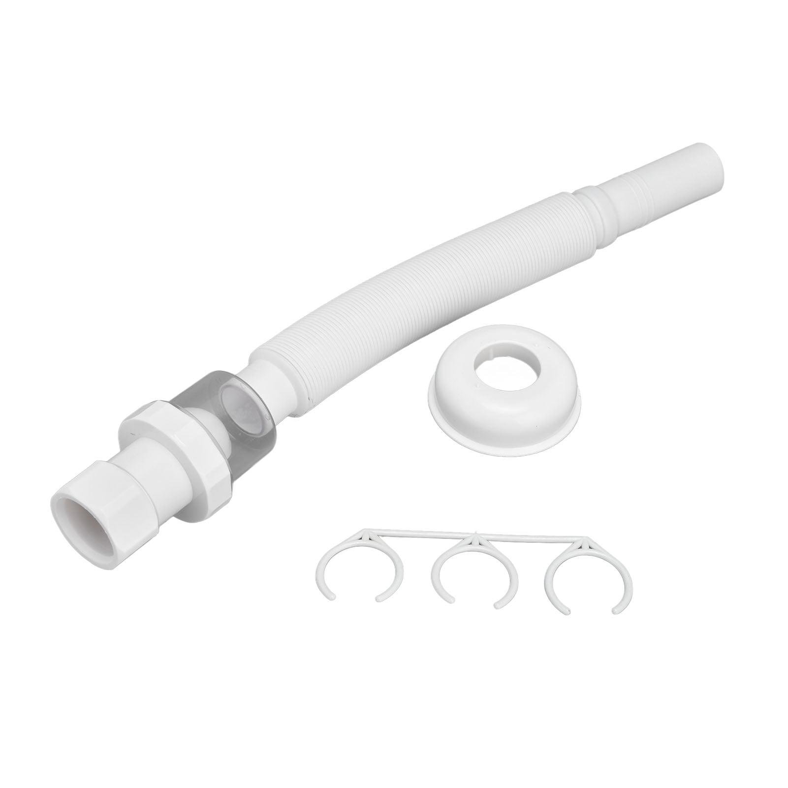 White Wash Basin Drain Hose with Securing Clip for Bathroom - Sink ...