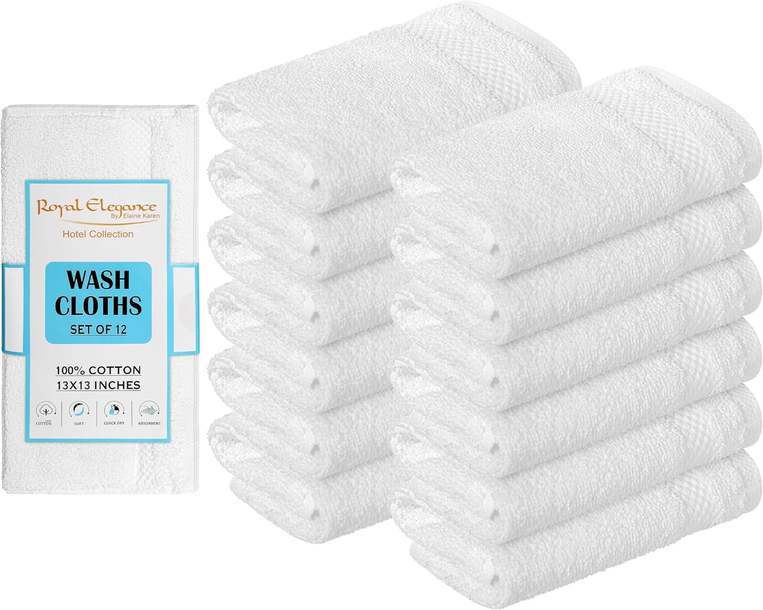 White Wash Cloths for Your Face - 12 Pack Premium Cotton Washcloths ...