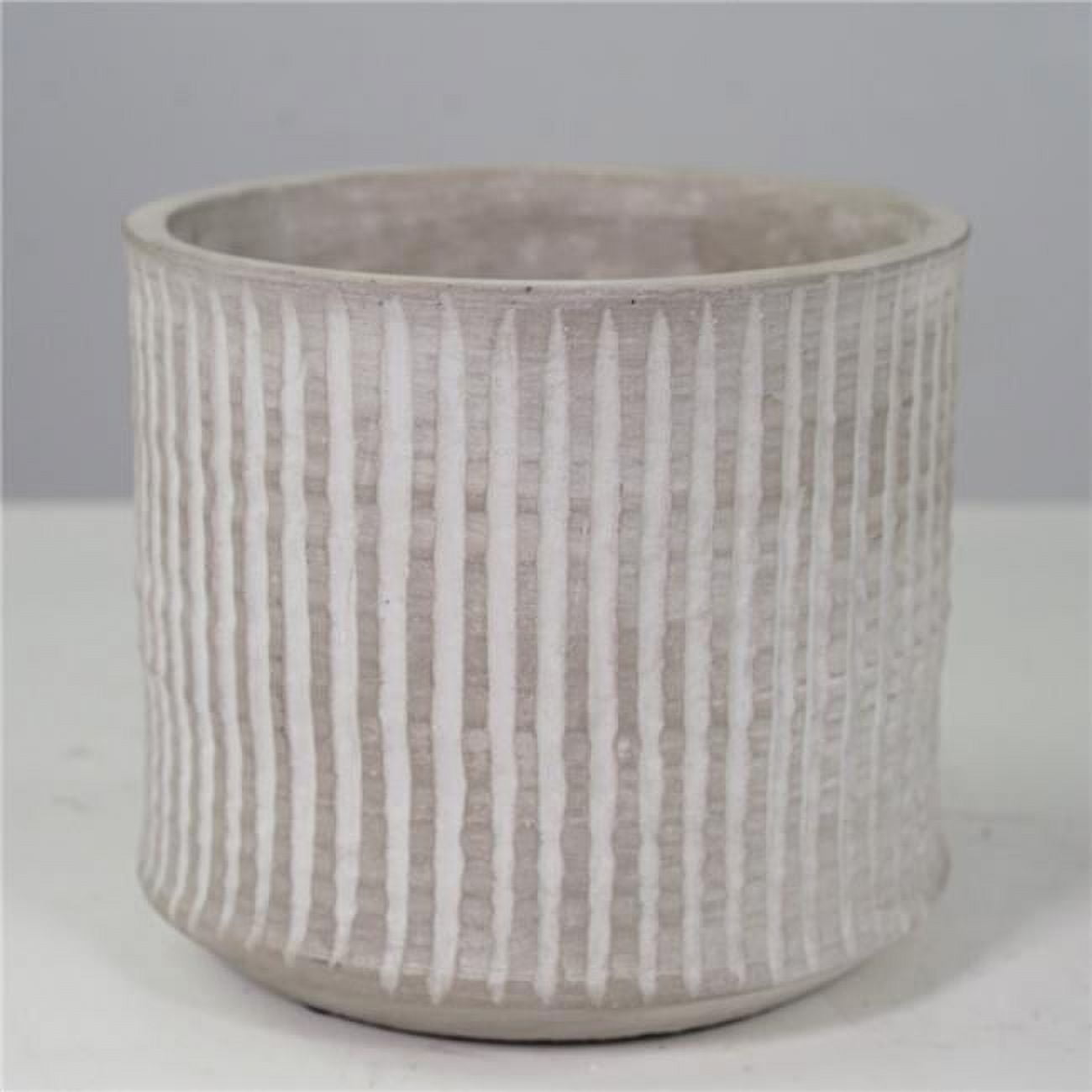 Patio Trasero 12” x 12” x 10” Round White Washed Ceramic Plant Planter ...