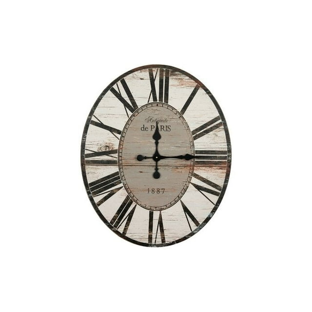 White Washed Oversized Distressed Paris Wood Wall Clock - Walmart.com