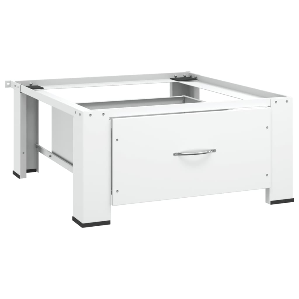 White Washer Pedestal Stand with Built-In Drawer - Extra Storage, Anti ...
