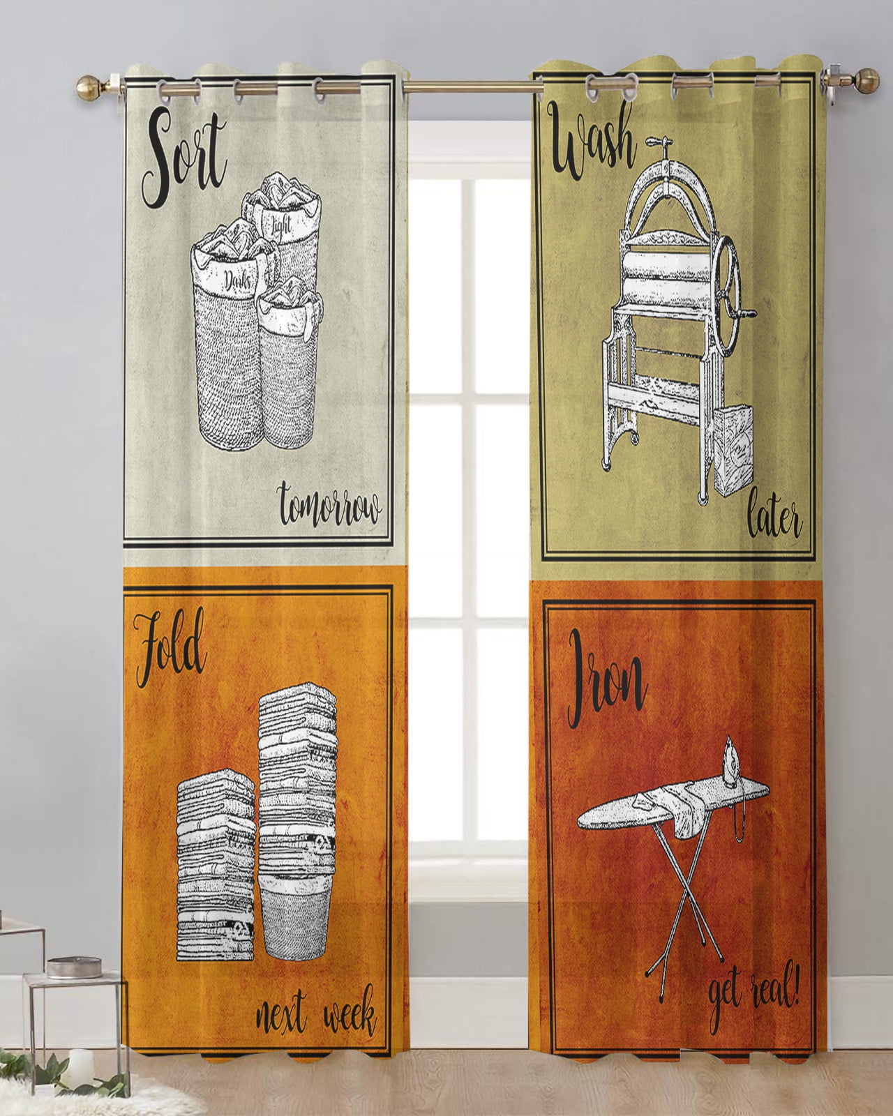 White Washing Machine Clothes Drying Bedroom Voile Curtain Window ...