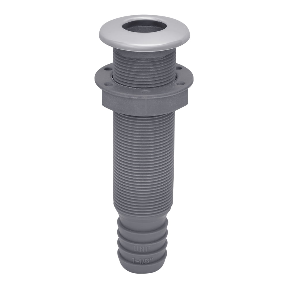 White Water Straight Nylon Thru-Hull, 316 Stainless Steel Trim, Extra ...