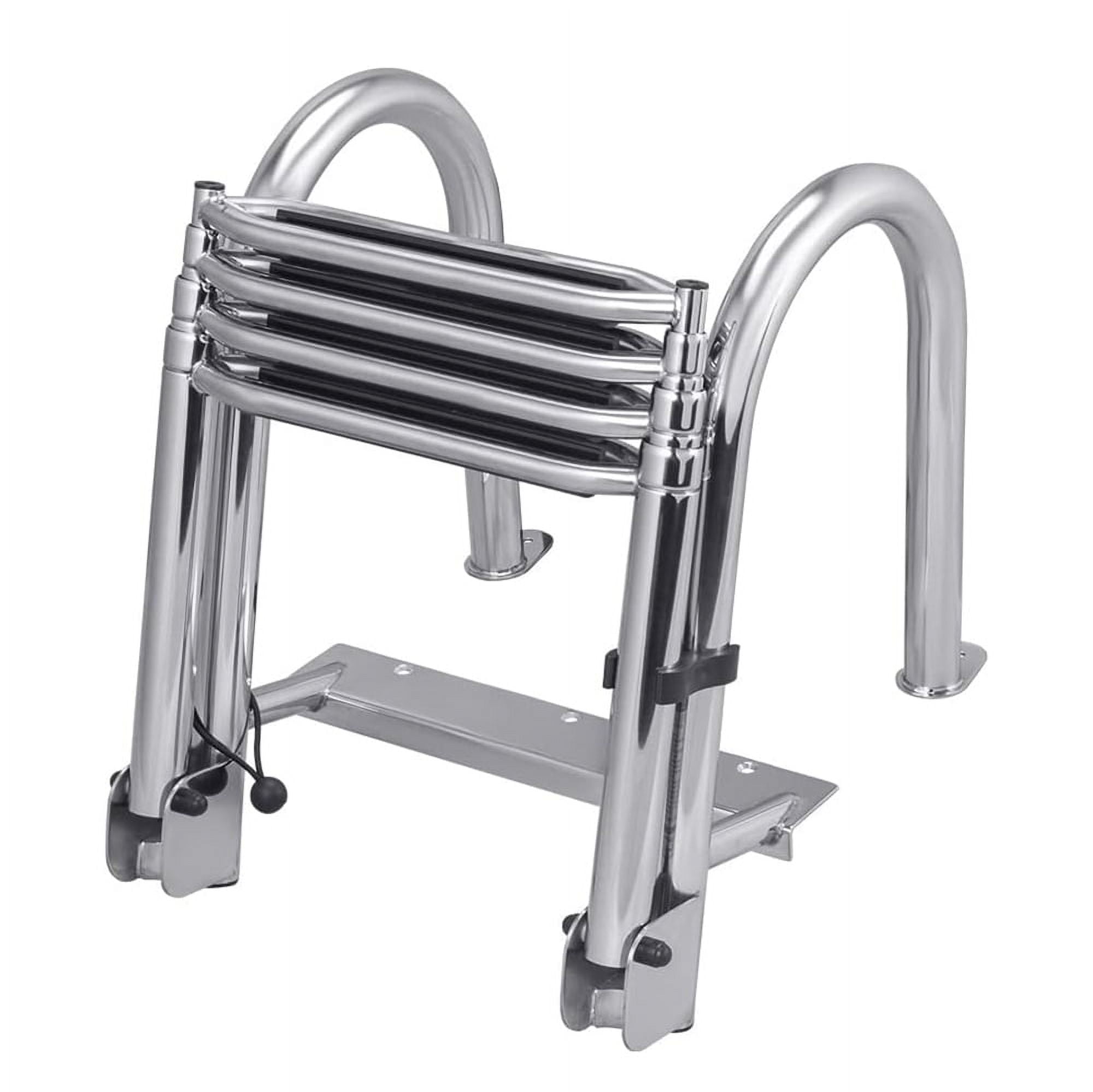 White Water Marine B00351PL-WS 304 SS Pontoon Ladder, 4 Step, Wide Step ...