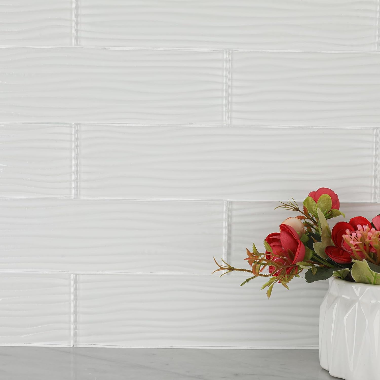 White Water Wave Glass Subway Tile, Glass for Bathroom and Kitchen ...