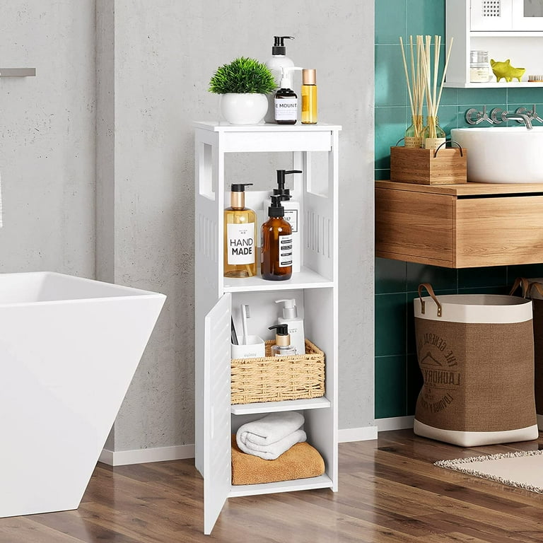 White Waterproof Bathroom Cabinet with Daily Use Layer and Cupboard Door Walmart