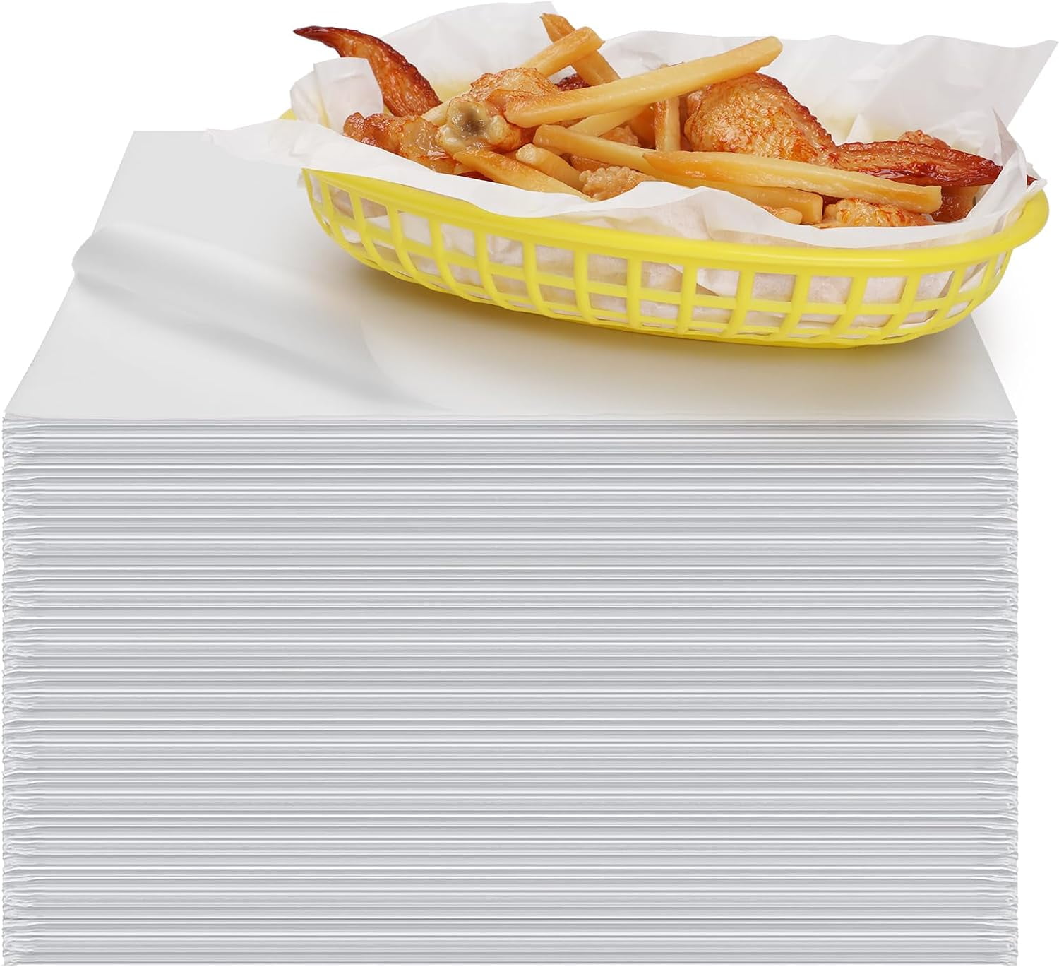 White Waxed Deli Paper Sheets 12 * 12 Inch, 100 Pcs Food Basket Liners ...