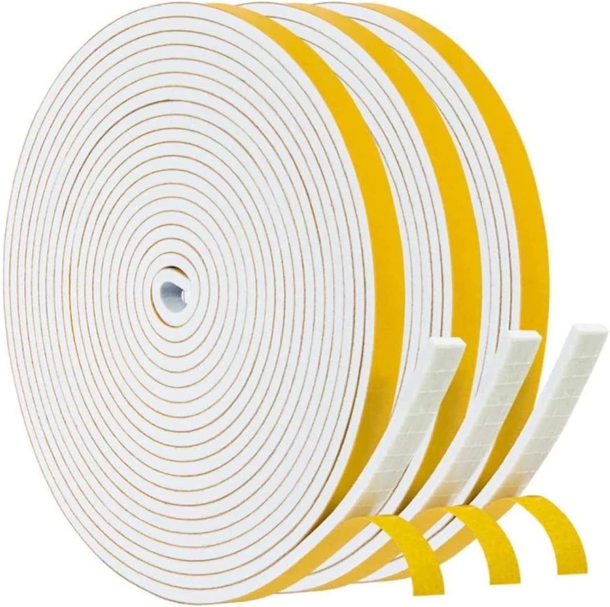 White Weatherstripping 1/4" W x 1/8" T, Foam Seal Strip for Window Door ...