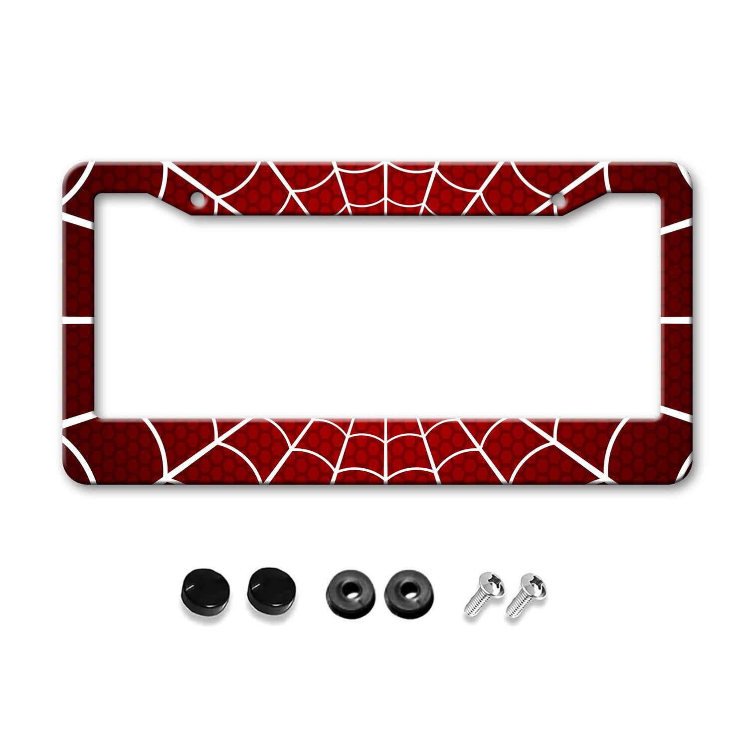Uiaoiais Red License Plate Frame, White Web Design, Aluminum Metal ...