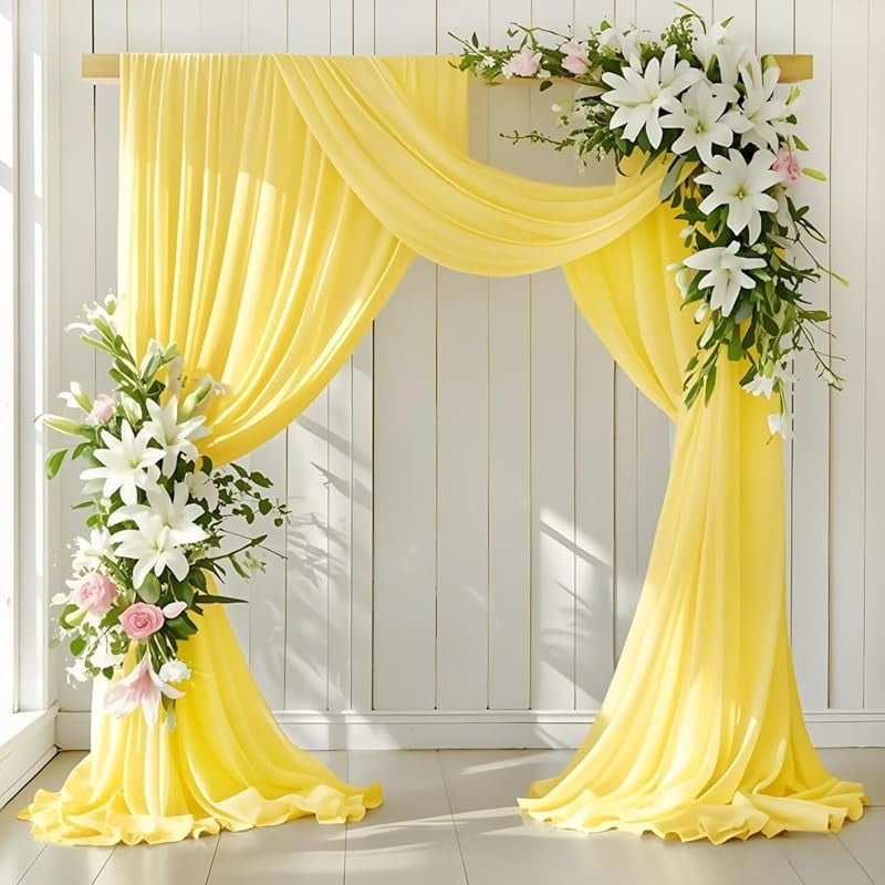 White Wedding Arch Draping Fabric 1 Panel 30'' x 18FT Sheer Chiffon ...