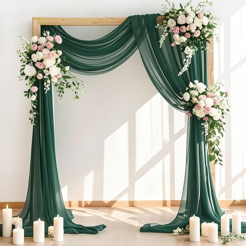 White Wedding Arch Draping Fabric 1 Panel 30'' x 18FT Sheer Chiffon ...
