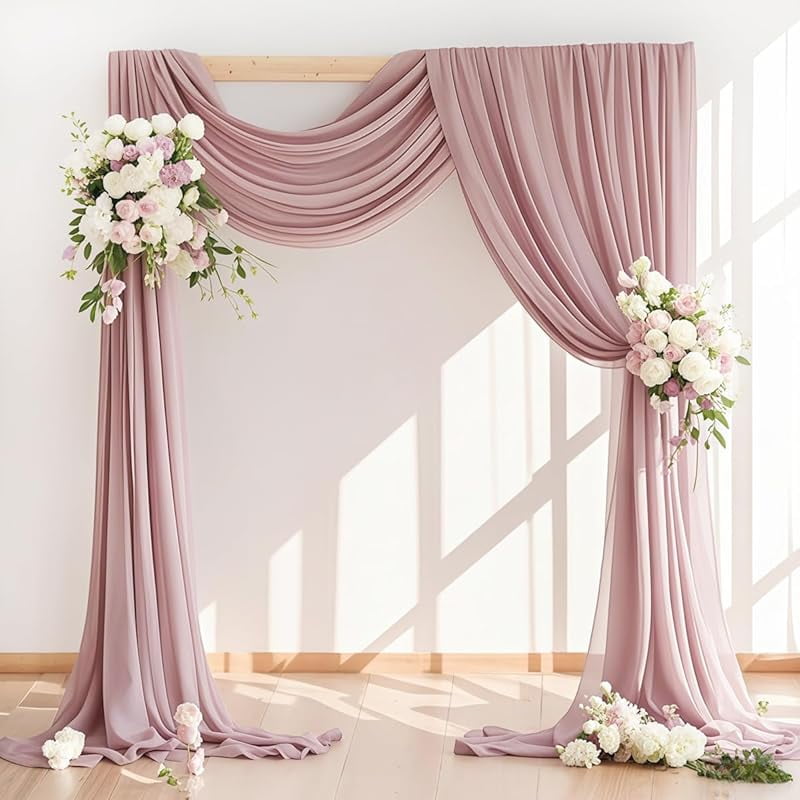 White Wedding Arch Draping Fabric 1 Panel 30'' x 18FT Sheer Chiffon ...