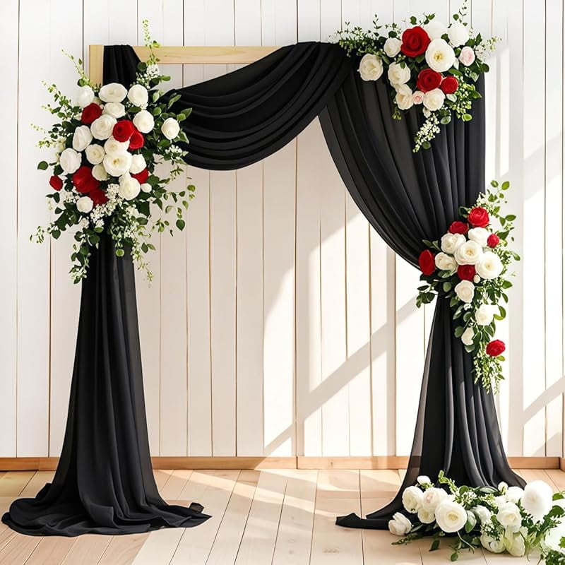 White Wedding Arch Draping Fabric 1 Panel 30'' x 18FT Sheer Chiffon ...