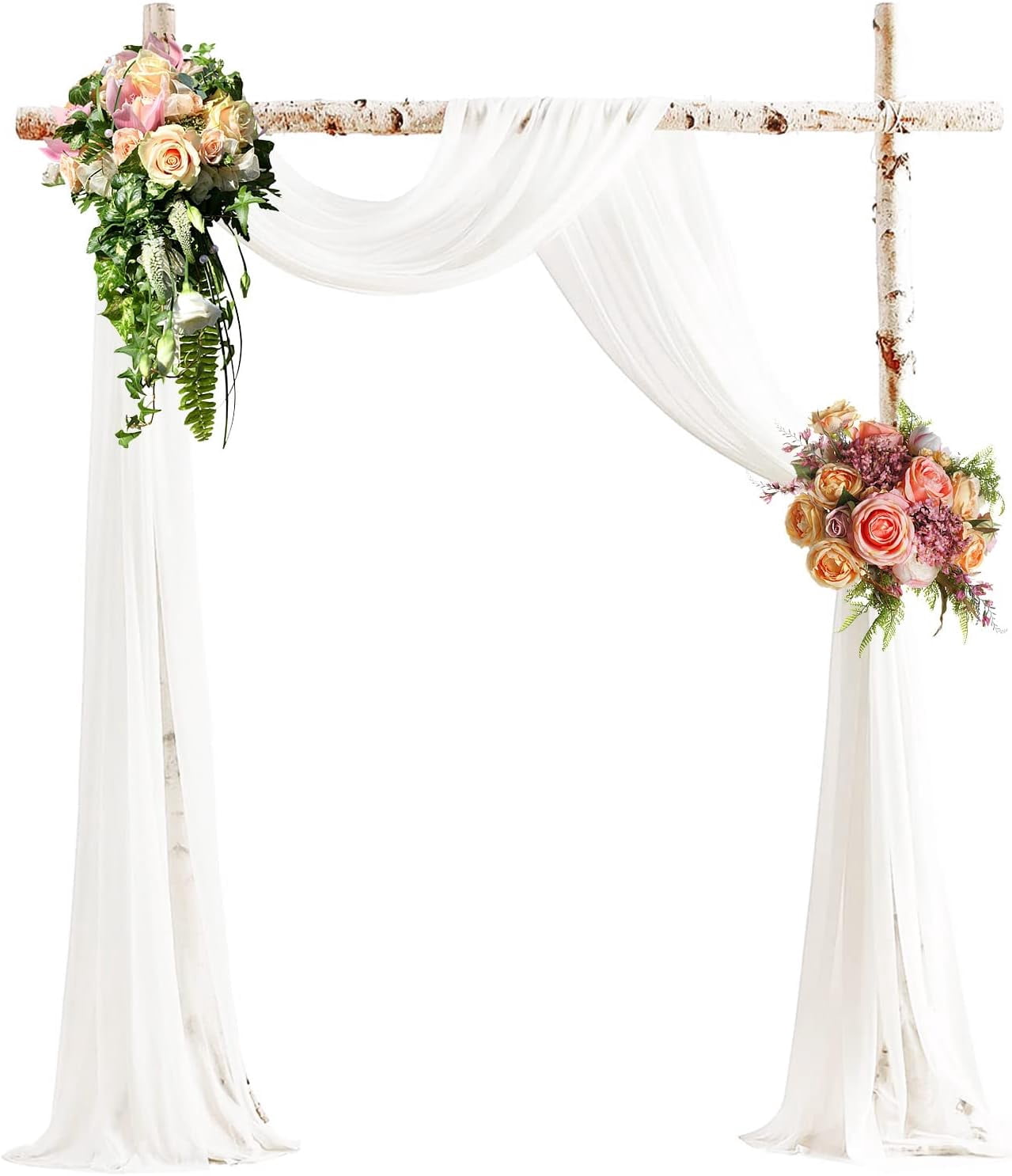 White Wedding Arch Draping Fabric, 2 Panel 30" x 20ft Wedding Arch ...