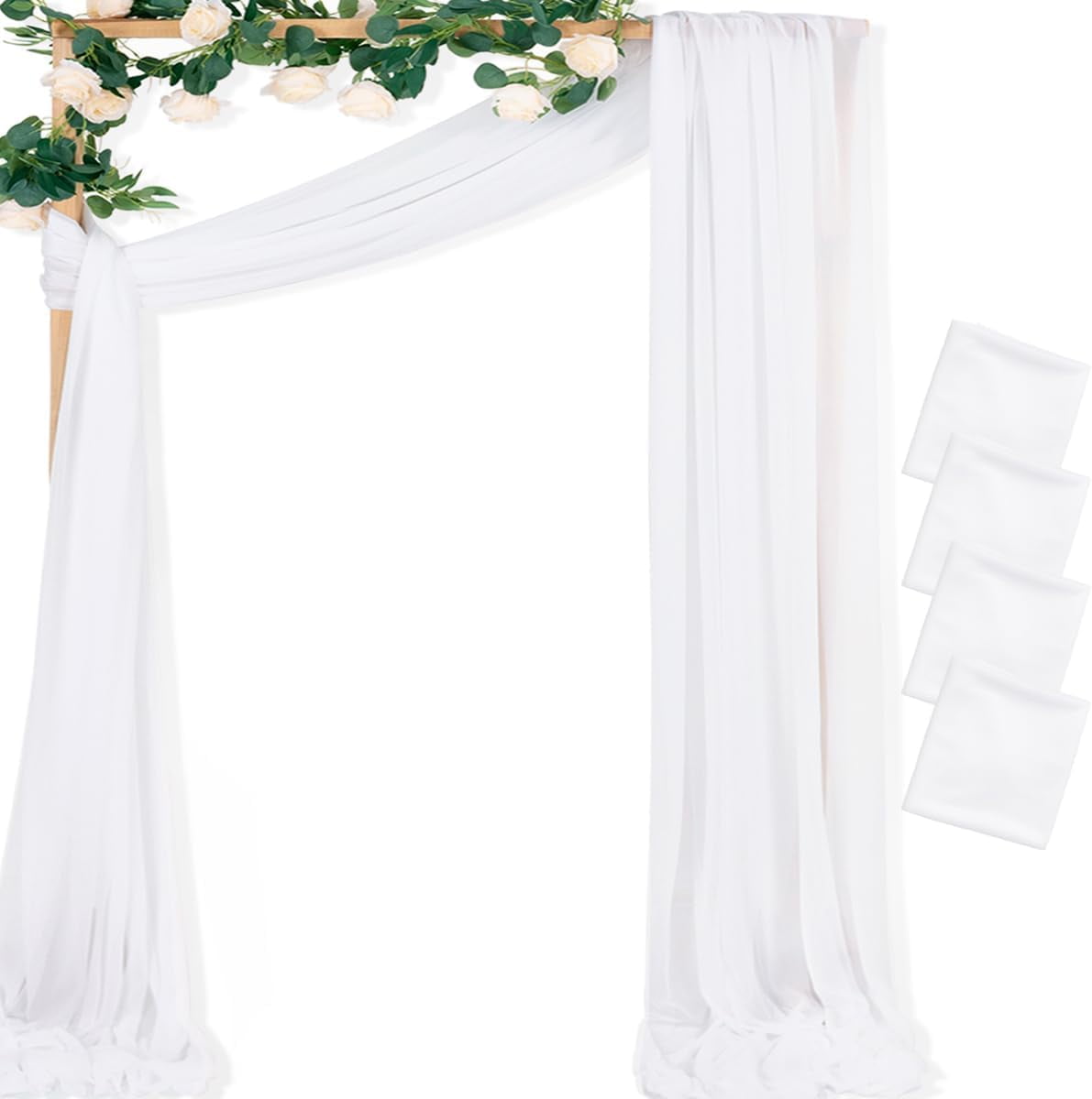 White Wedding Arch Draping Fabric 4 Panels 29" X 20 FT Extra Long Gauze ...
