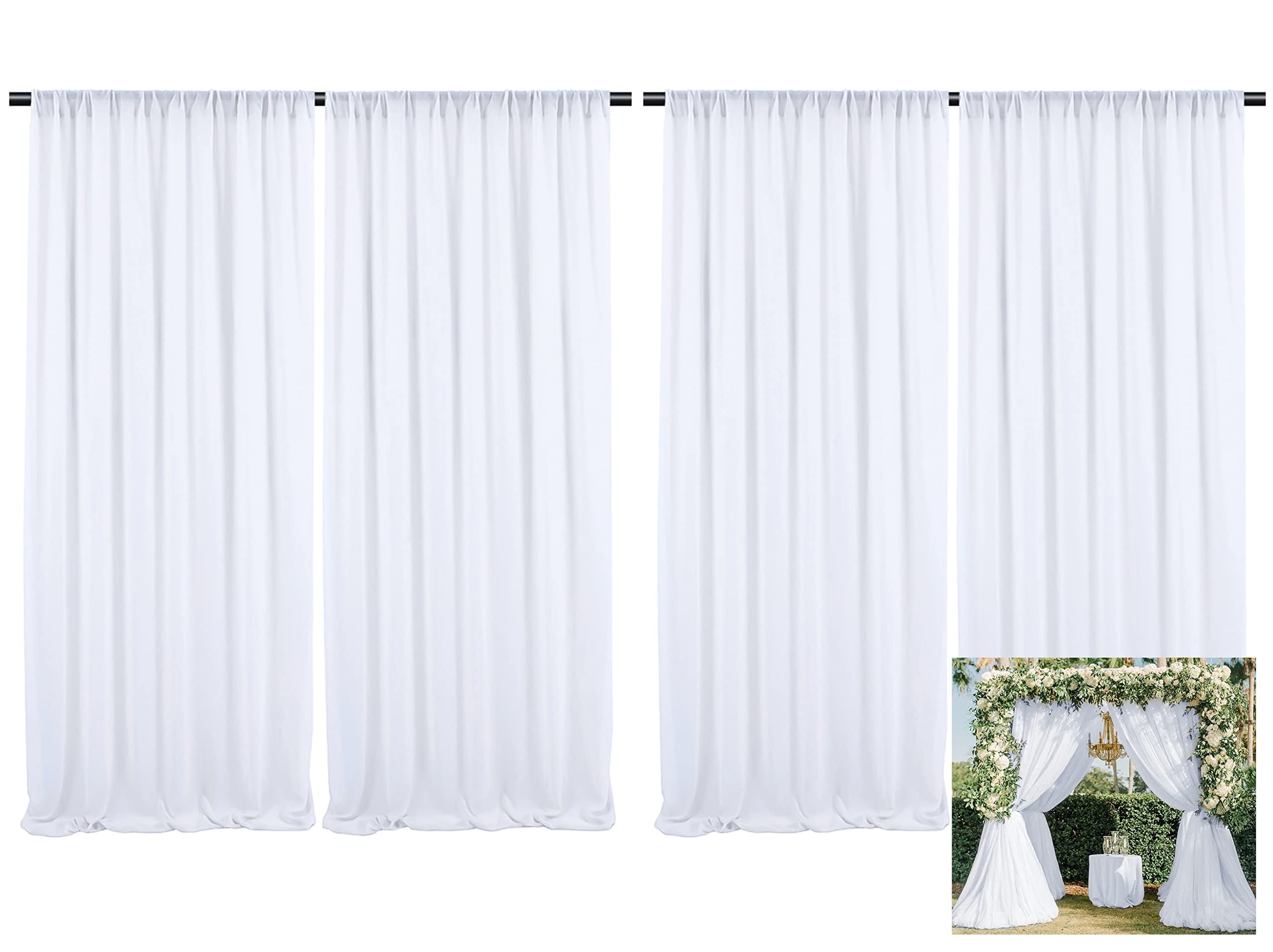 White Chiffon Backdrop Drapes, 4 Panels 10ft x 5ft for Weddings ...