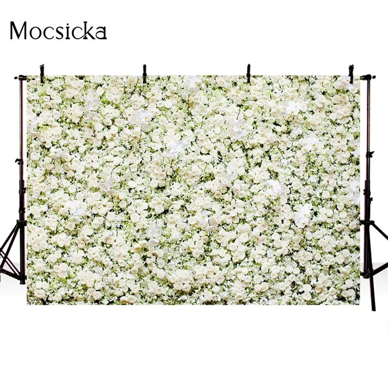 White Wedding Portrait Backdrop Photo Studio Floral Wedding Wall ...
