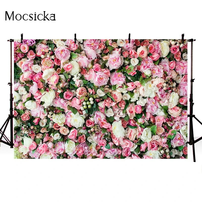 White Wedding Portrait Backdrop Photo Studio Floral Wedding Wall ...