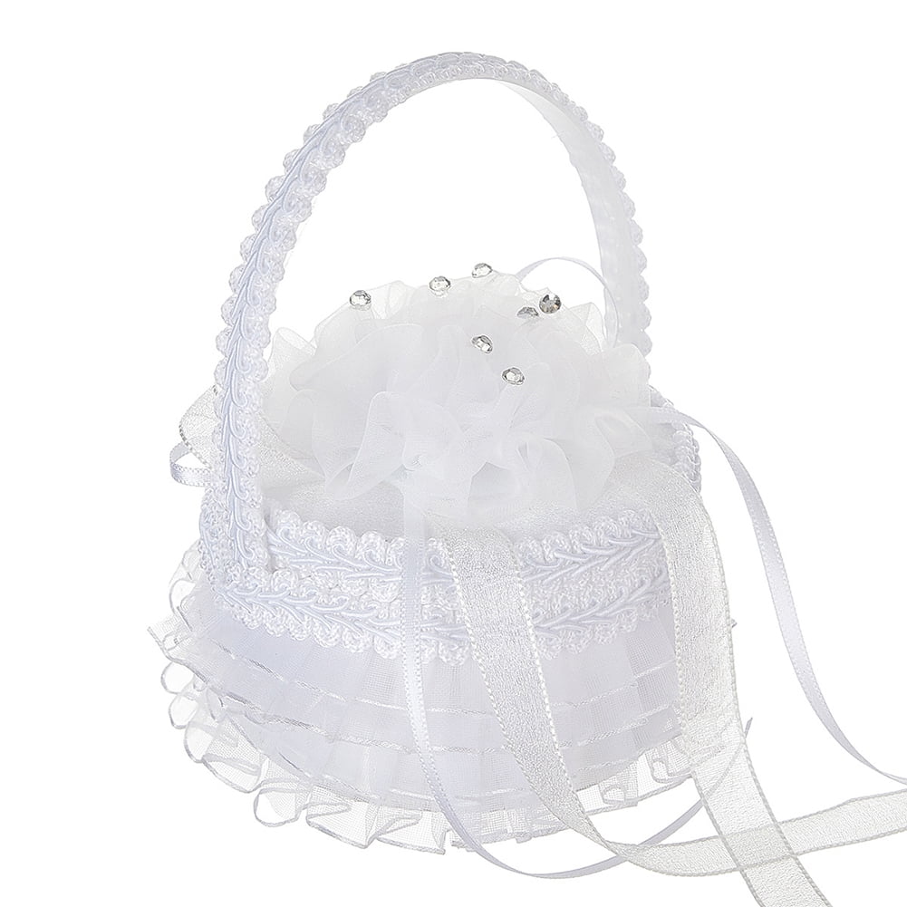 White Wedding Ring Box Ring Basket Wedding Ceremony Ring Holder Western ...