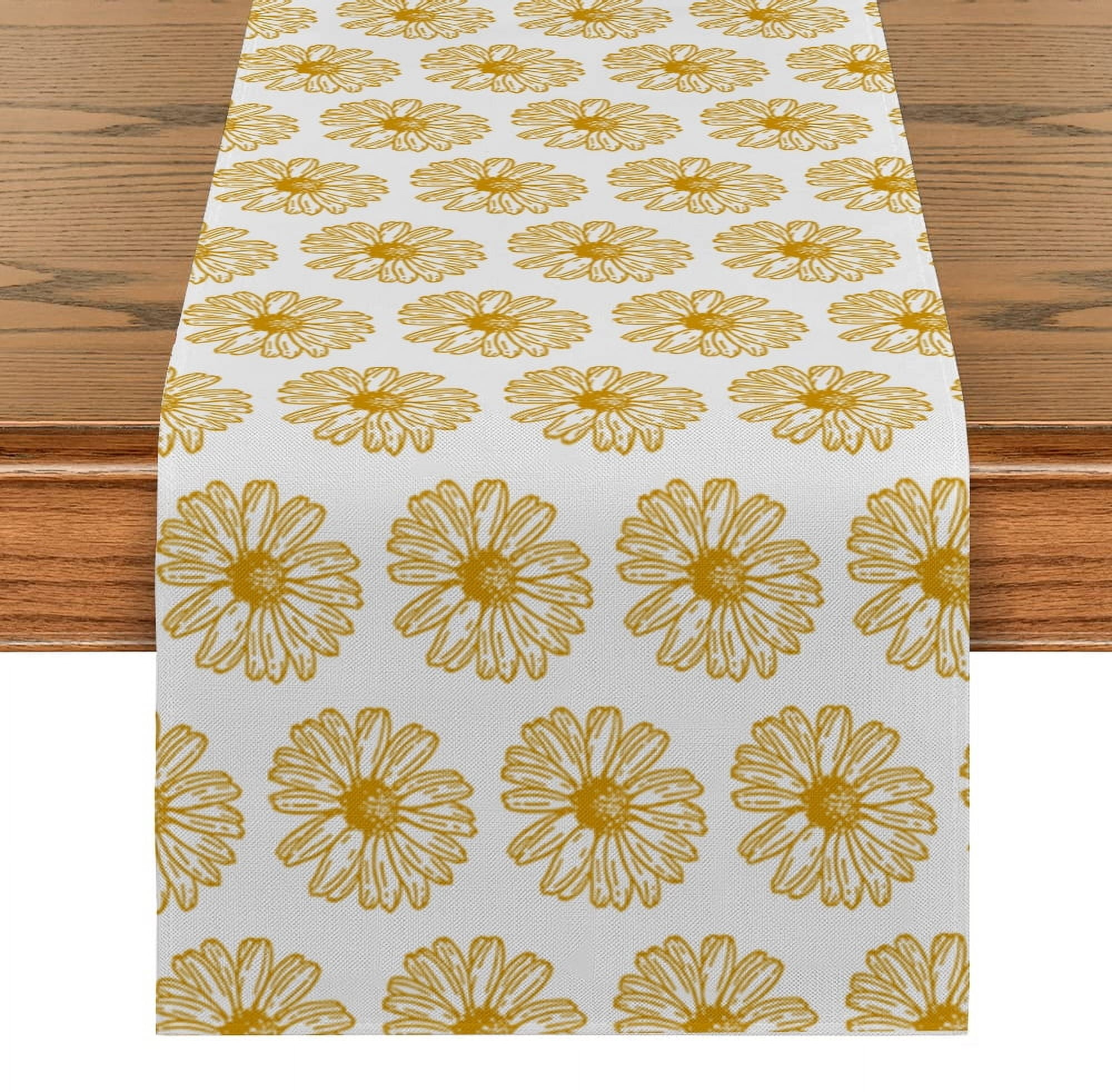 White Wedding Table Runner Daisy Individual Cloth for Table Tennis ...