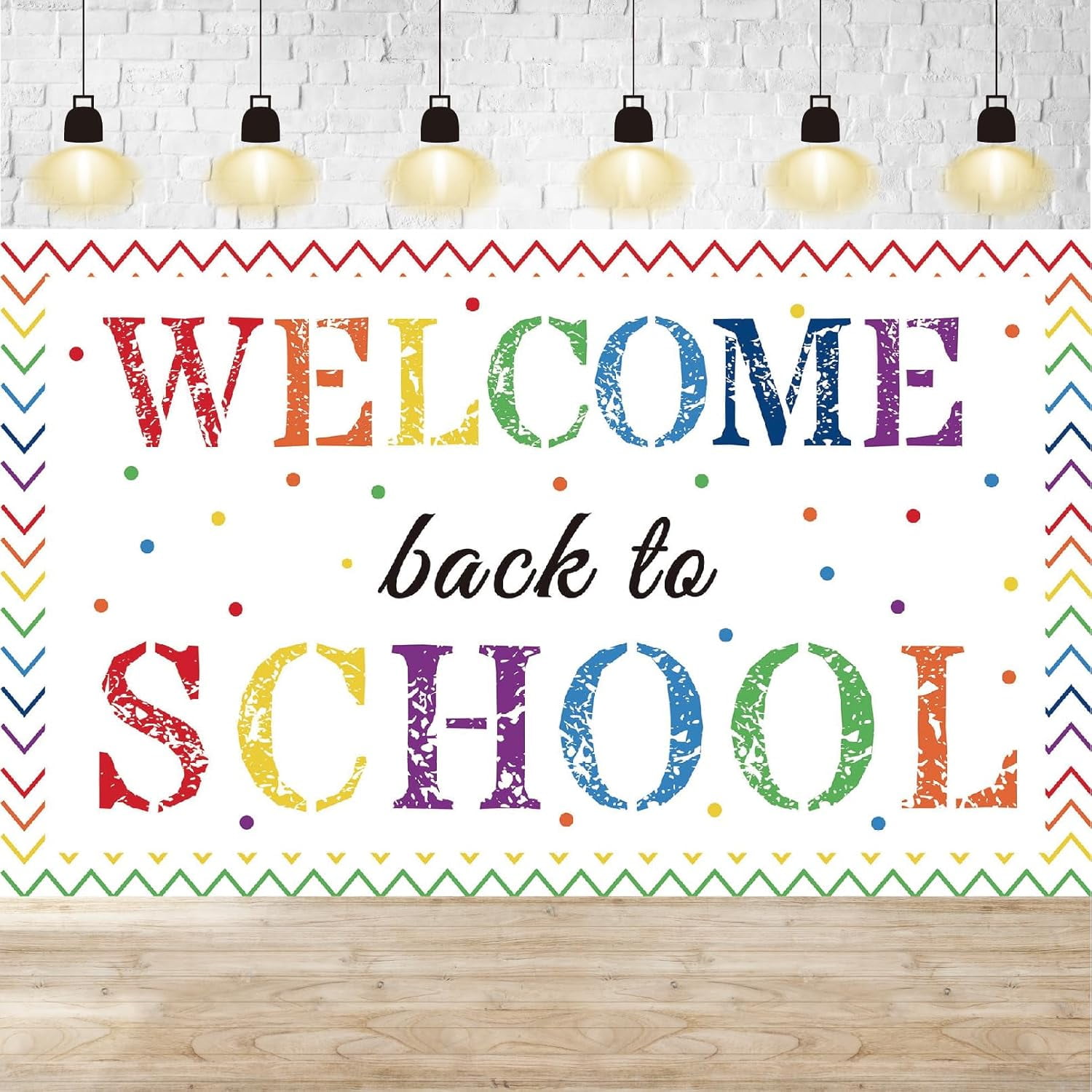 White Welcome Back to School Backdrop Classroom Decorations Colorful ...