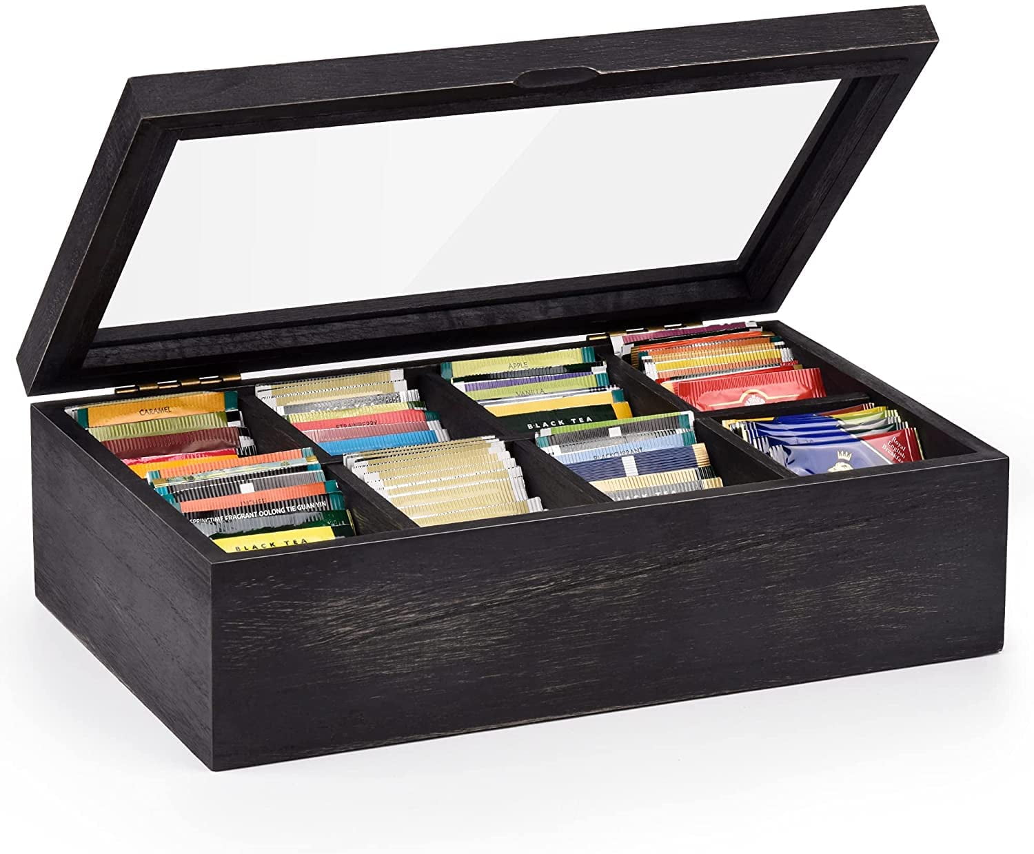 White Whale Tea Box Storage Natural Tea Chest Tea Bag Holder 8 ...