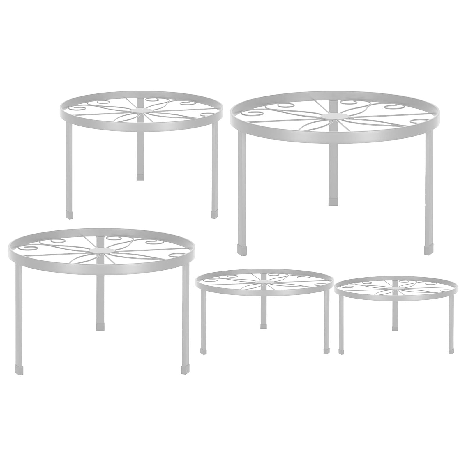 White White Five Pack Metal Plant Stands For Outdoor Indoor Plants ...