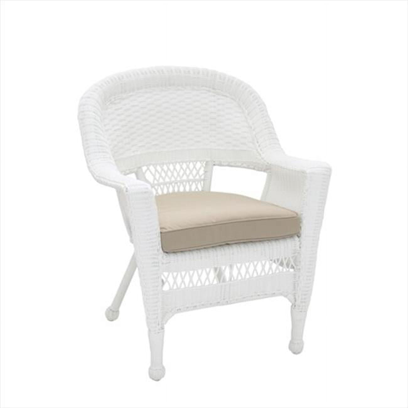 White Wicker Chair With Tan Cushion - Walmart.com