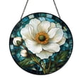 White Wildflower Meadow Stained Glass Suncatcher, Round Floral Window ...