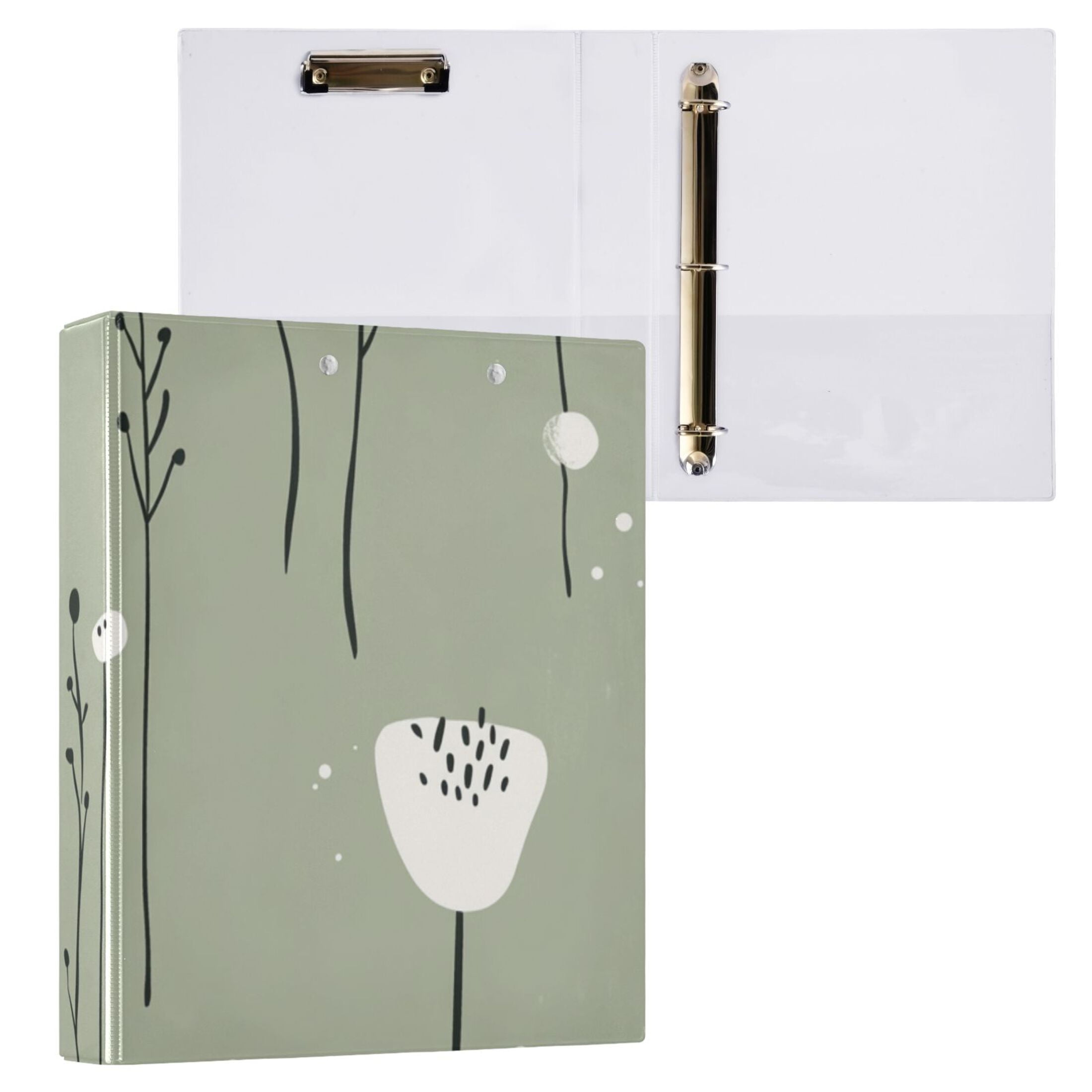 White Wildflowers 3 Ring Binders 1.5 inch Hardcover File Folders with ...